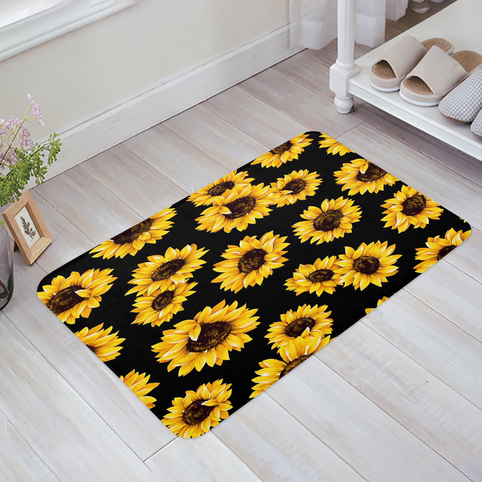 Sunflower Plant Natural Yellow Home Doormat Decoration Flannel Soft ...