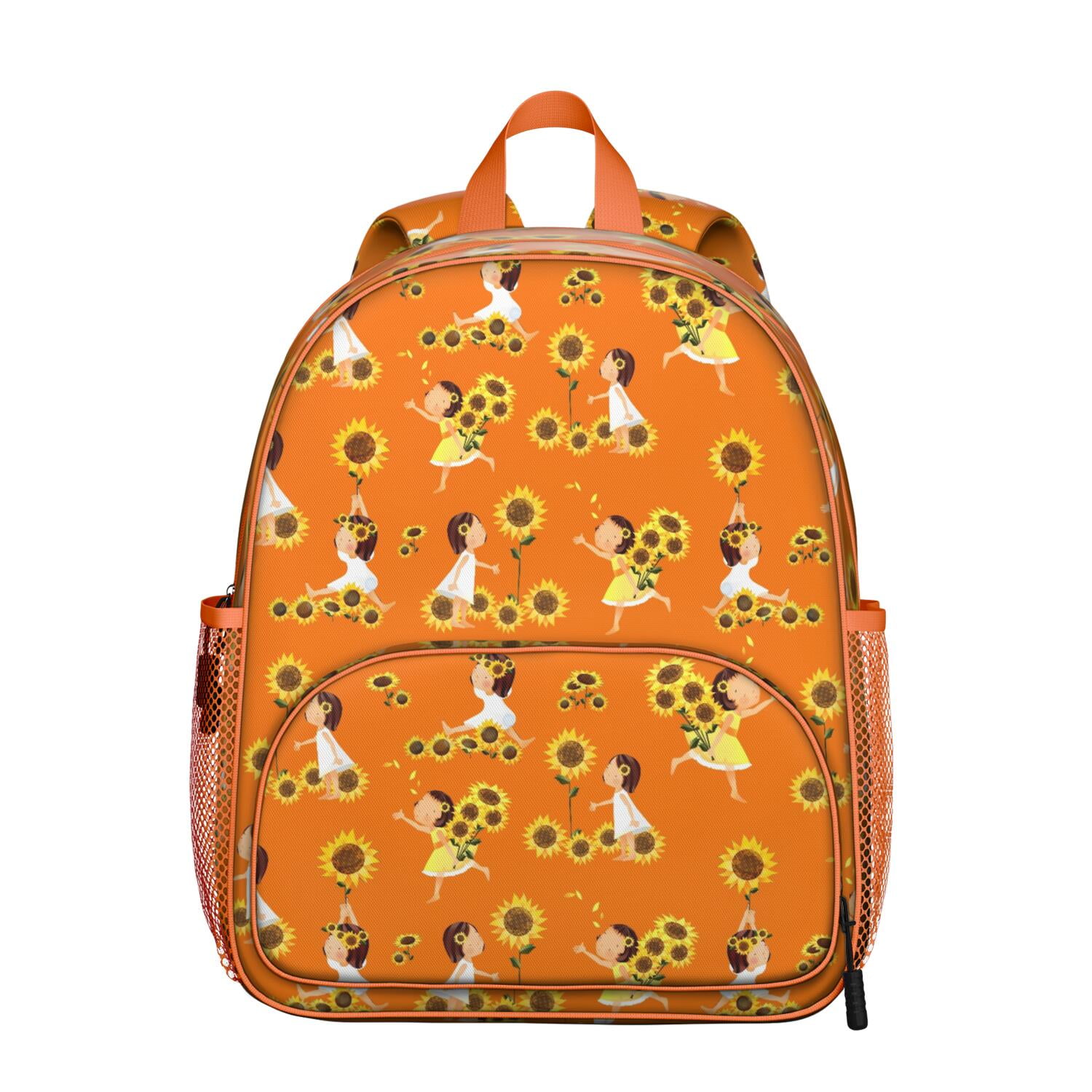 Sunflower Print Ergonomic School Backpack - Waterproof Floral Student ...