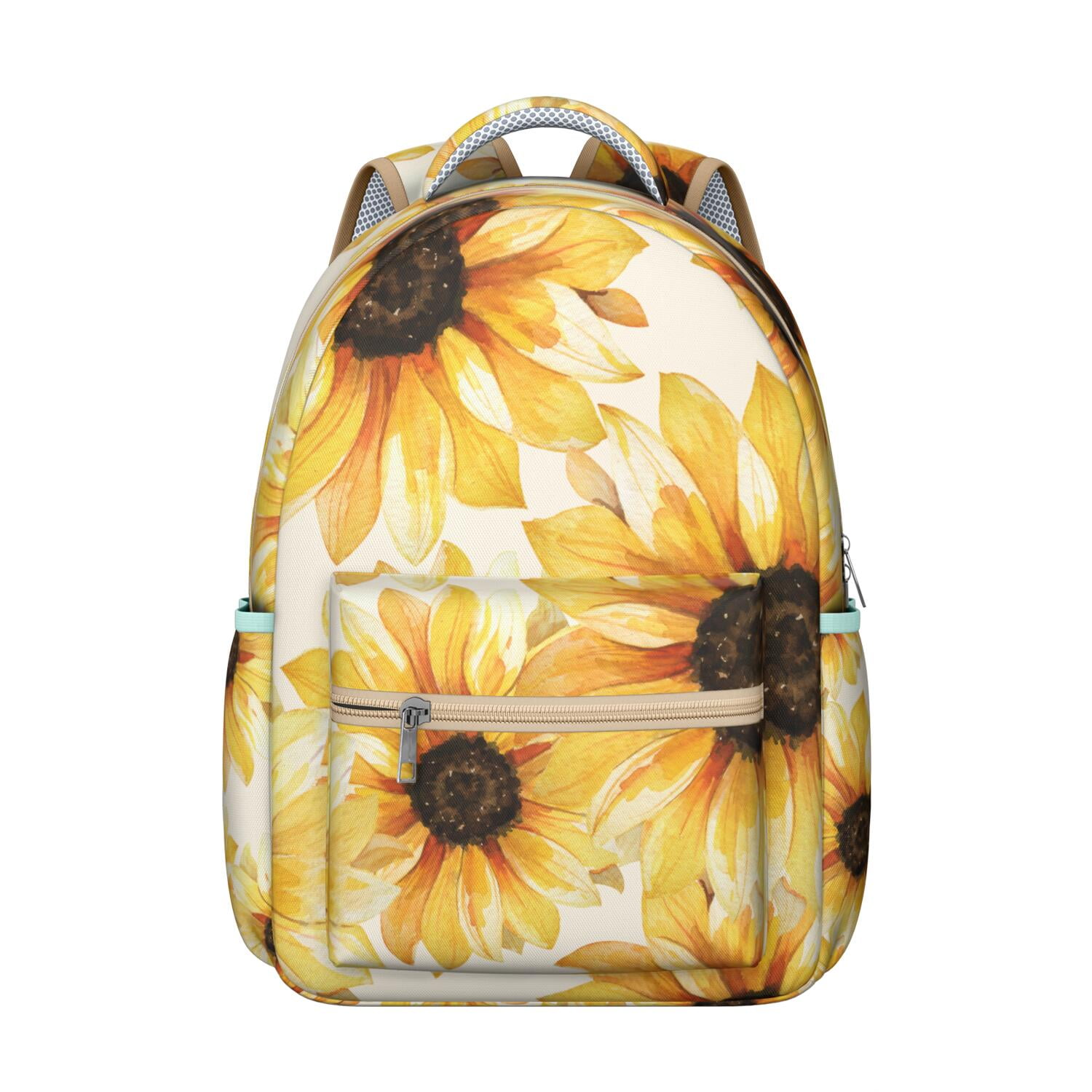Sunflower Print Waterproof School Backpack with Ergonomic Spinal ...