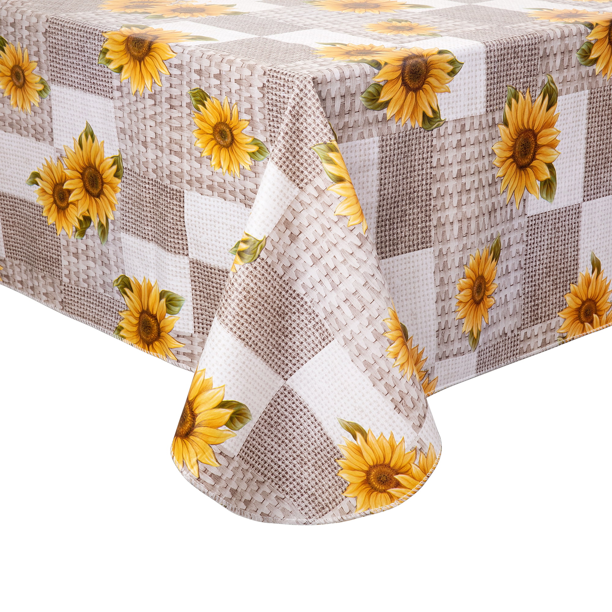 Sunflower Printed PVC Tablecloth - Waterproof, Oilproof, for Dining ...