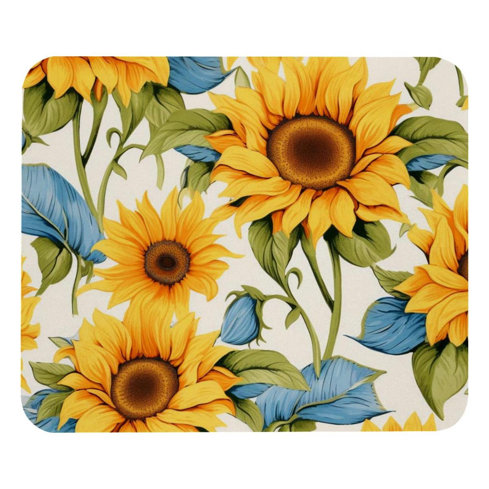 Sunflower Printed Square Mouse Pad, 8.3x9.8 Inch Non-Slip Rubber Bottom ...