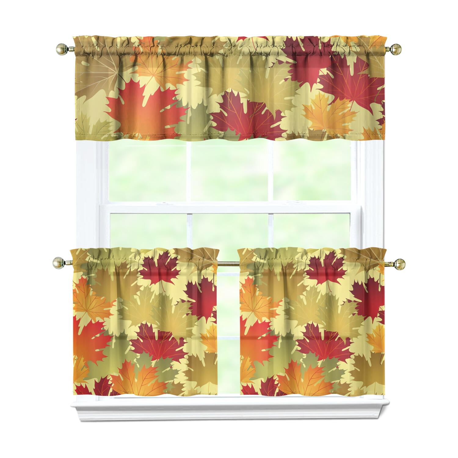 Sunflower Pumpkin Autumn Kitchen Curtains Set - Thanksgiving Fall ...