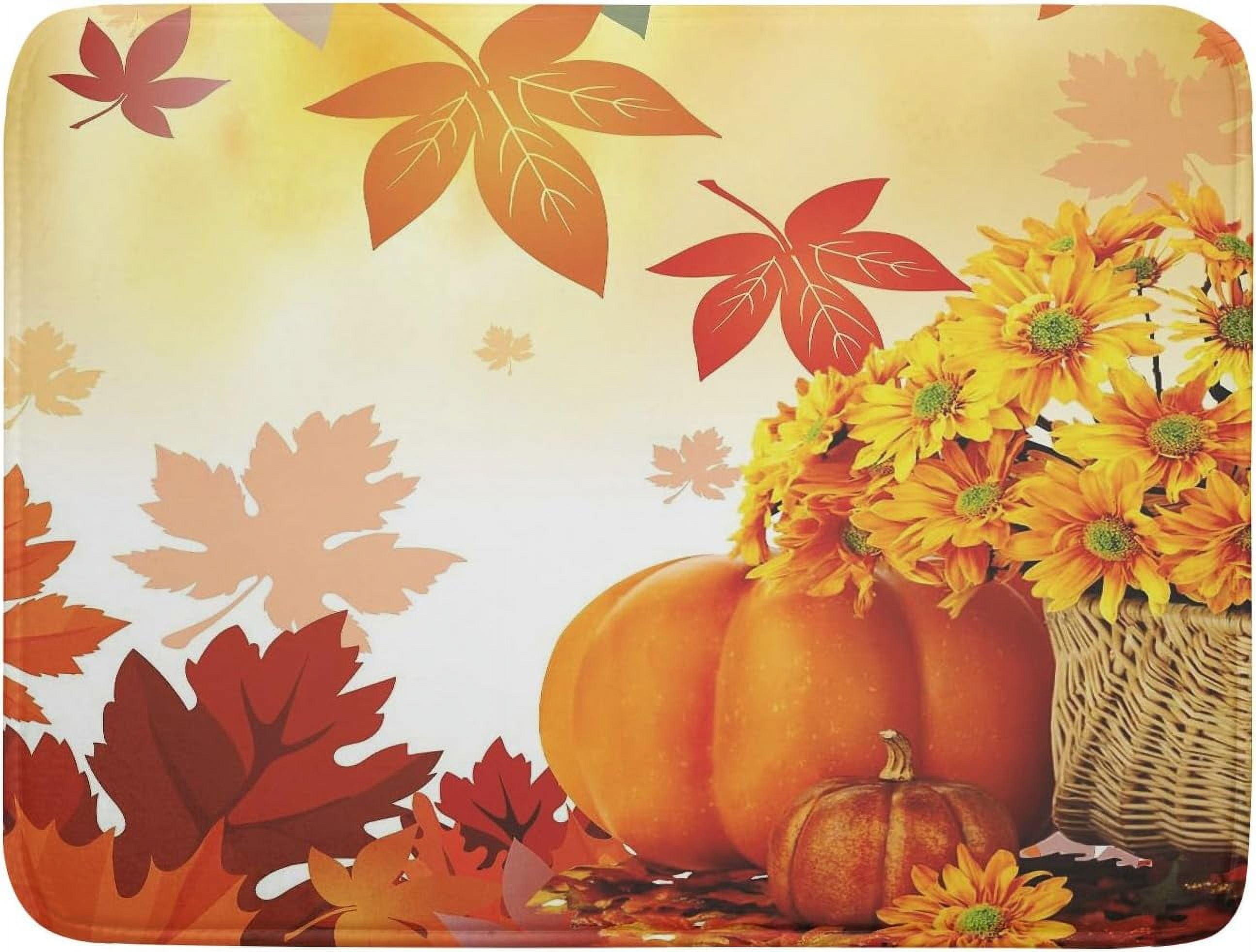 Sunflower Pumpkin Fall Drying Mat for Kitchen Counter 18x24 Inch ...