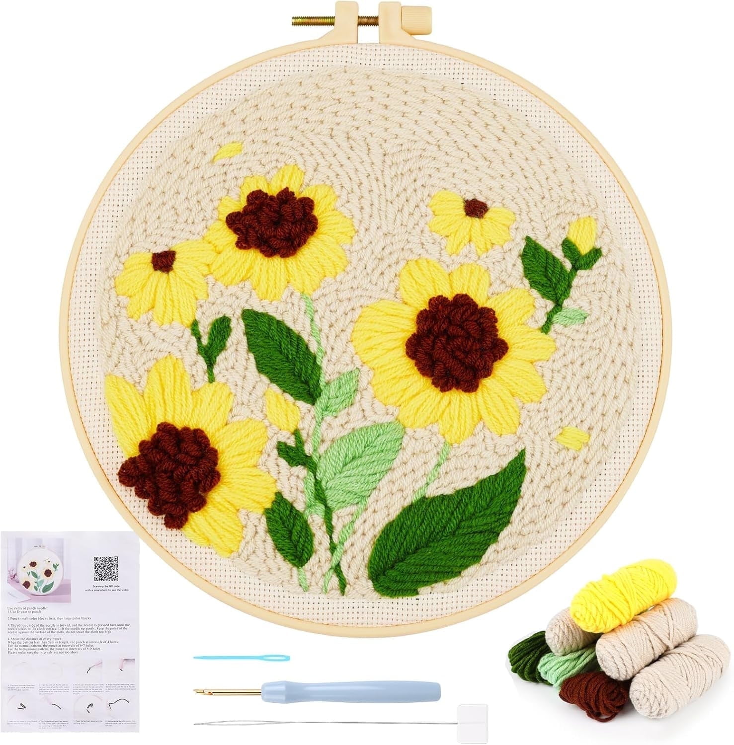 Sunflower Punch Needle Starter Kit for Beginners, Punch Needle ...