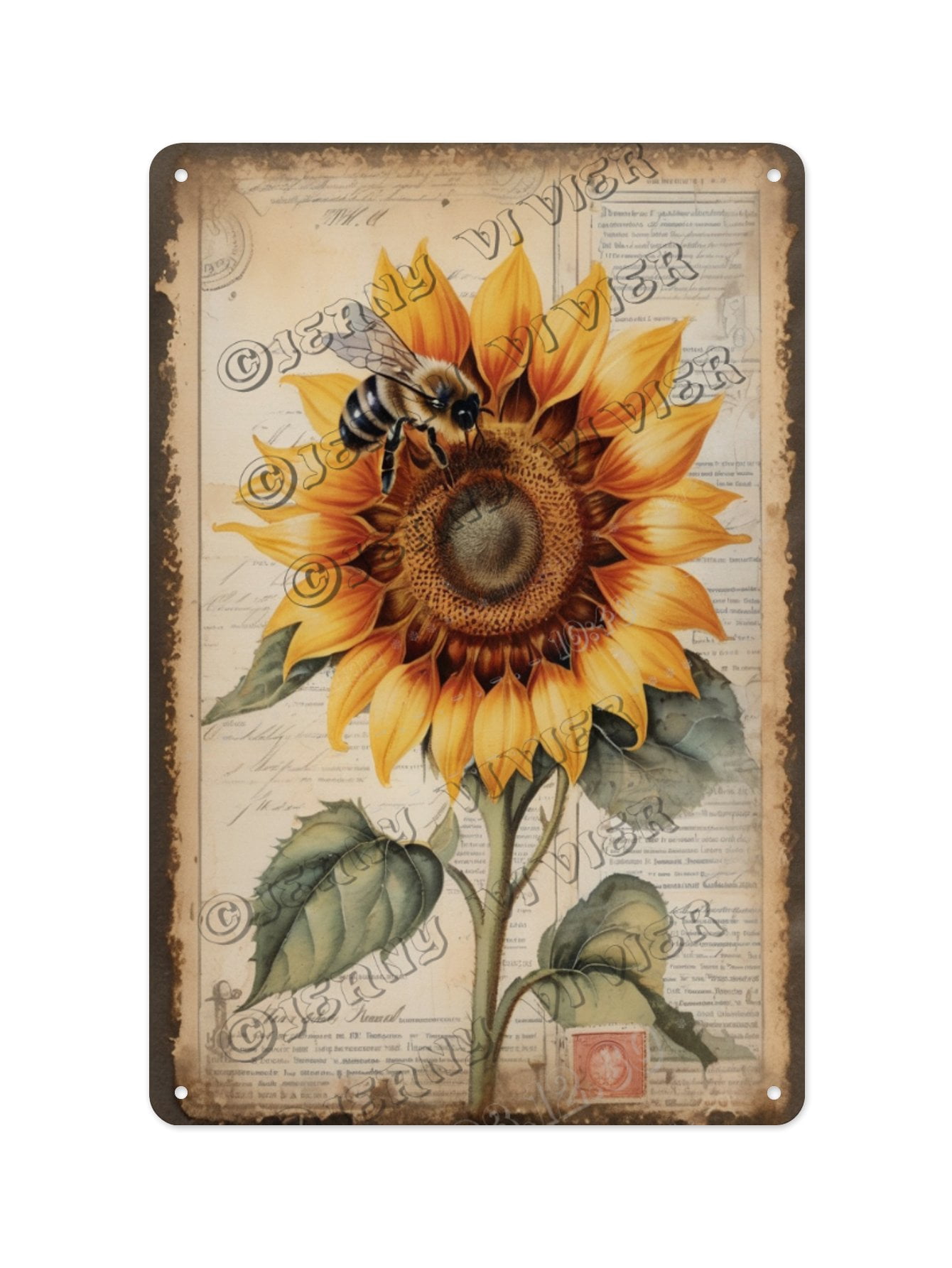 Sunflower Retro Metal Sign - Aluminum 8x12 Inches - Gorgeous Sunflower ...