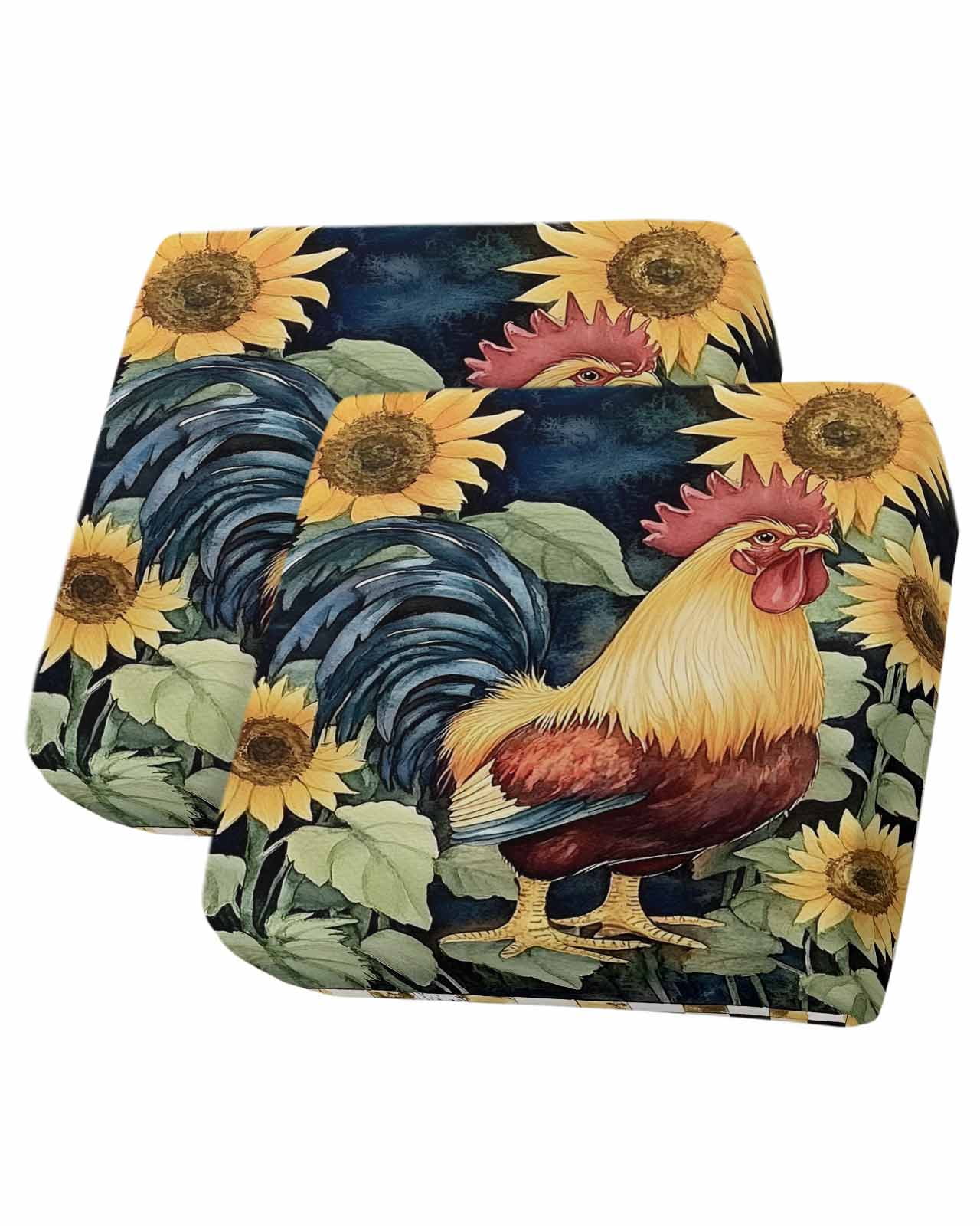 Sunflower Retro Rooster Sofa Couch Cushion Covers Washable, Removable ...