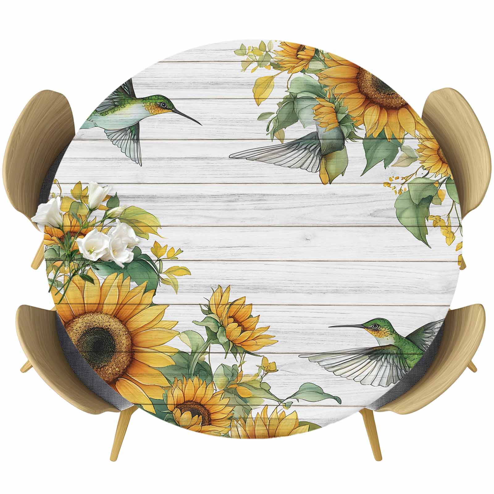 Sunflower Round Tablecloth 45-54 Inch Round Fitted Table Cloth with ...