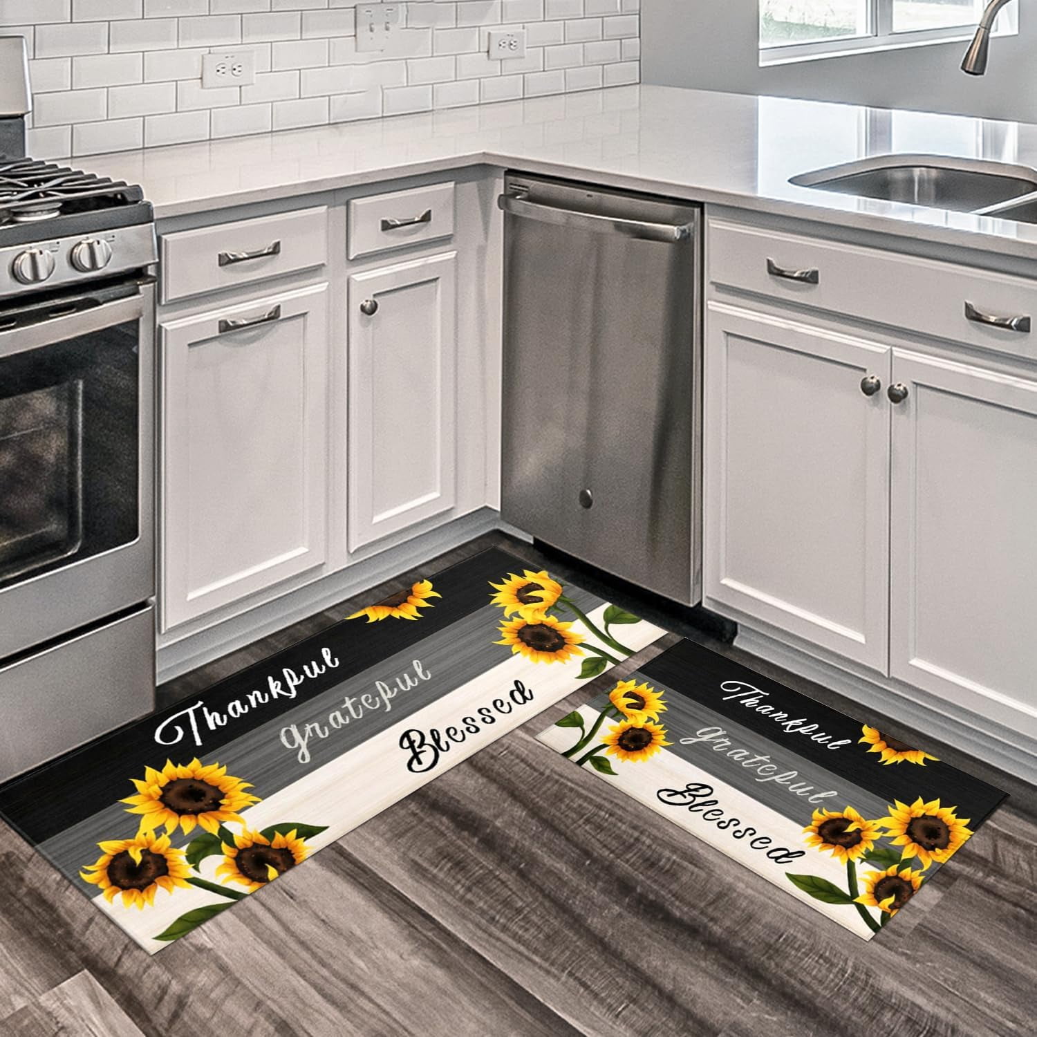 Sunflower Rugs for Kitchen, Yellow Spring Summer Country Farmhouse ...