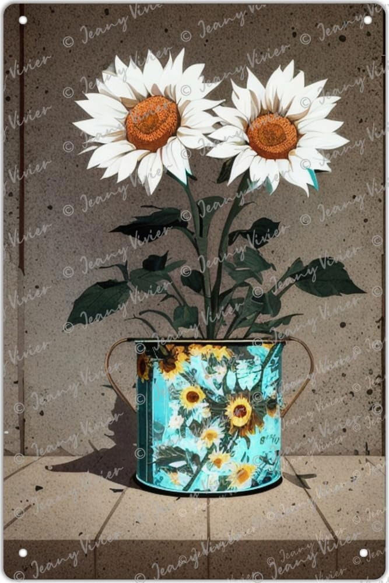 Sunflower Rustic Tin Sign Flower Decoration Wall Art Boho Home Decor ...