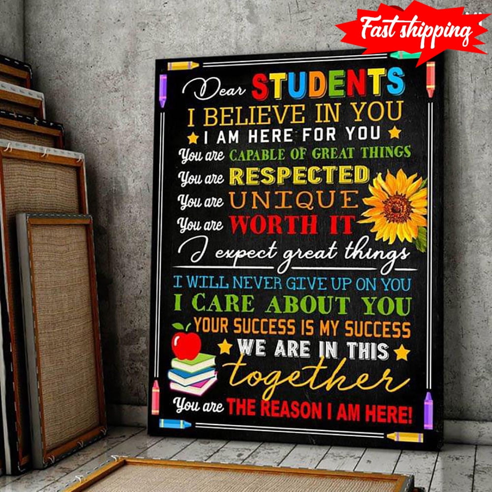 Sunflower & School Supplies Teacher Dear Students I Believe In You I Am ...