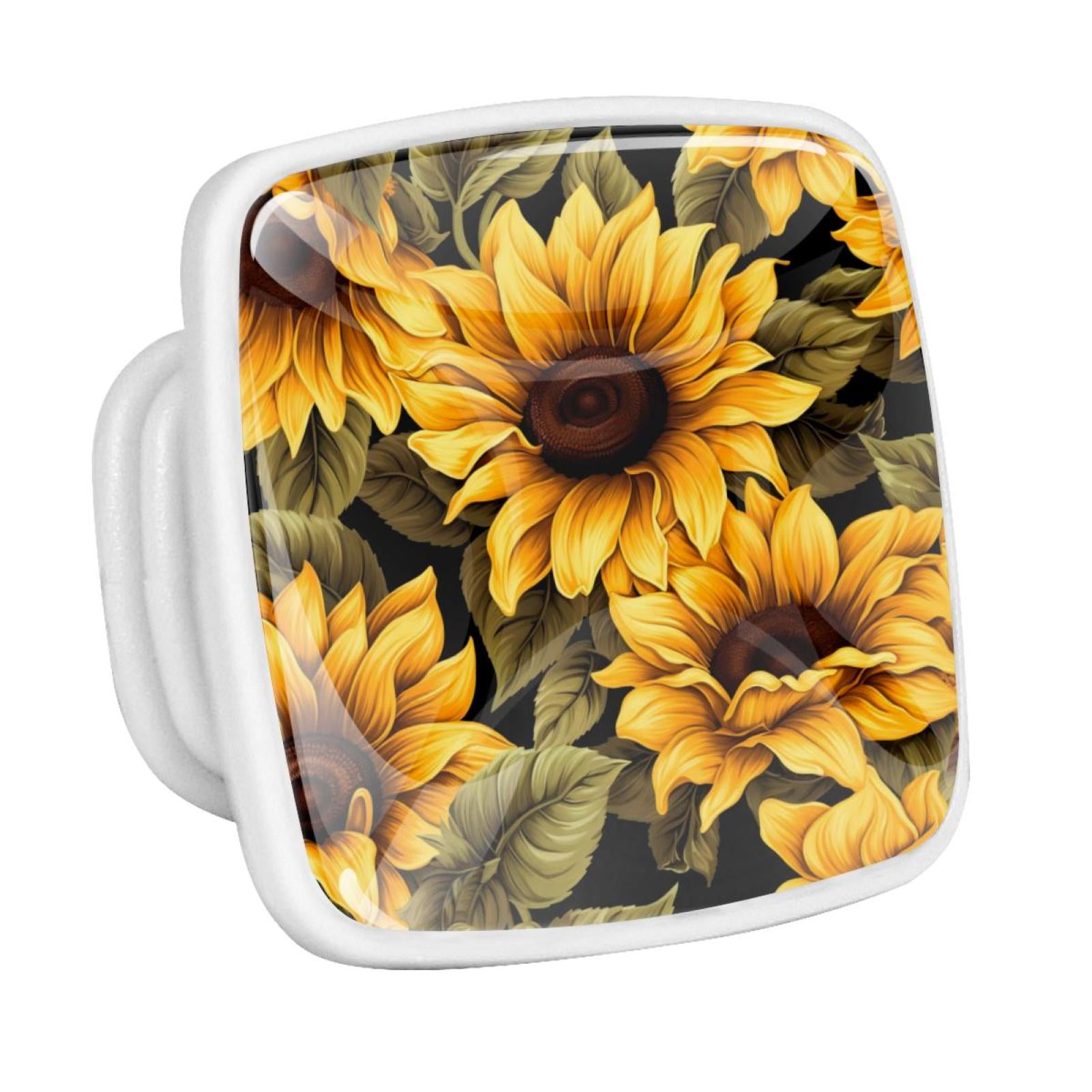 Sunflower Seamless Printing Fluorescent Drawer Pulls with Screws Square ...