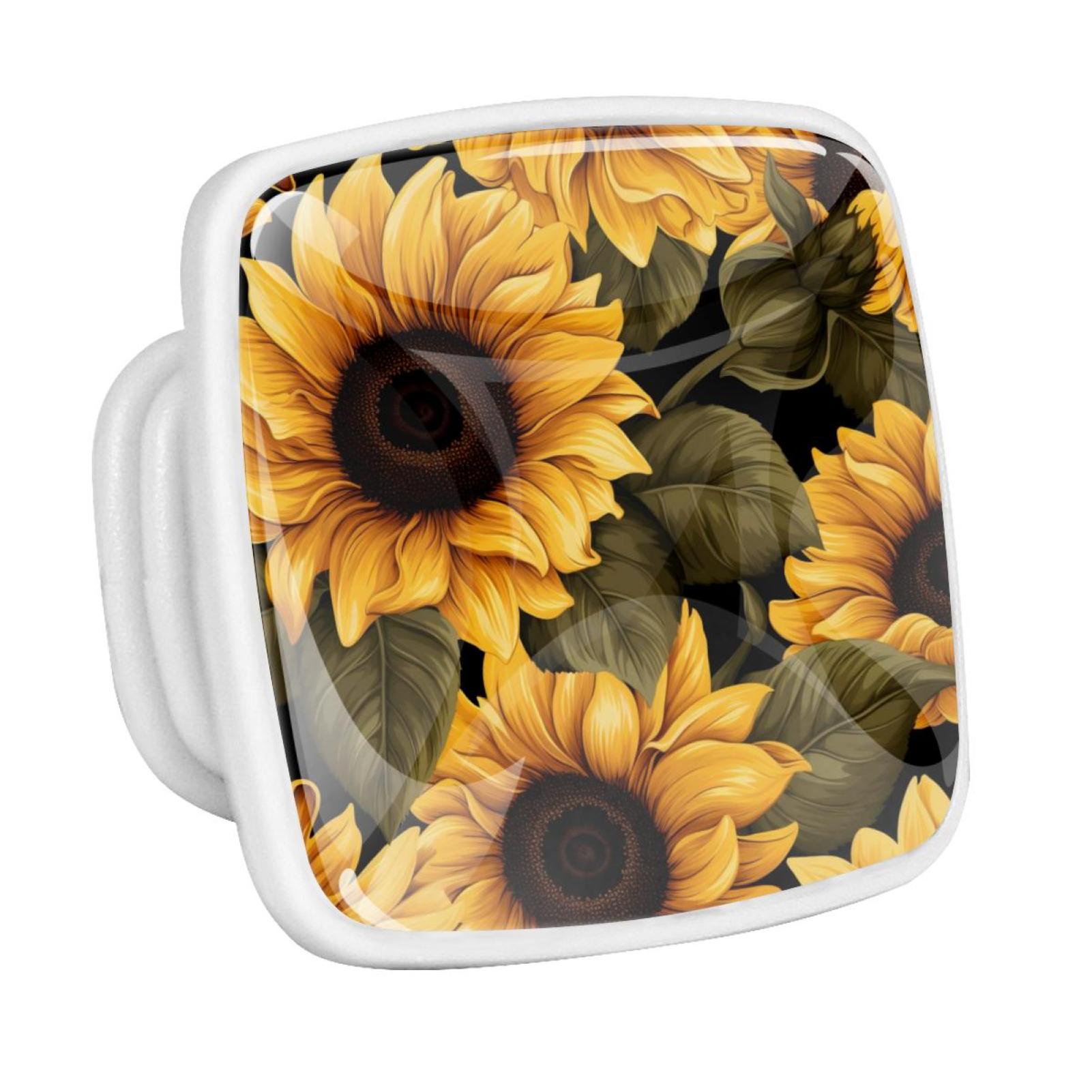 Sunflower Seamless Printing Fluorescent Drawer Pulls with Screws Square ...