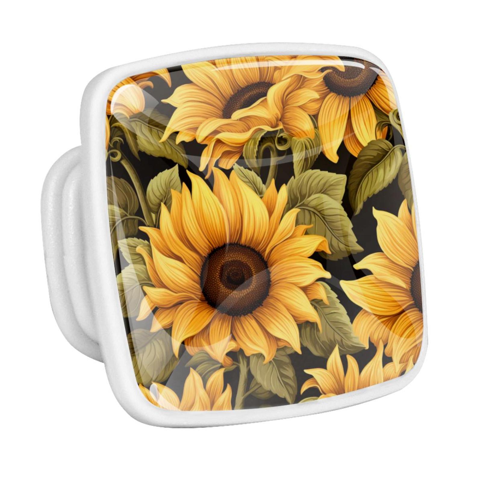 Sunflower Seamless Printing Fluorescent Drawer Pulls with Screws Square ...