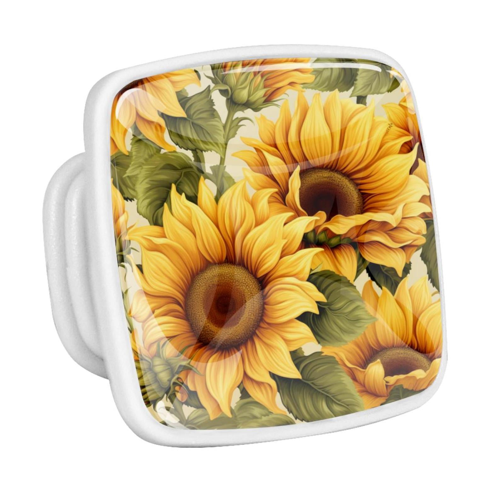 Sunflower Seamless Printing Fluorescent Drawer Pulls with Screws Square ...