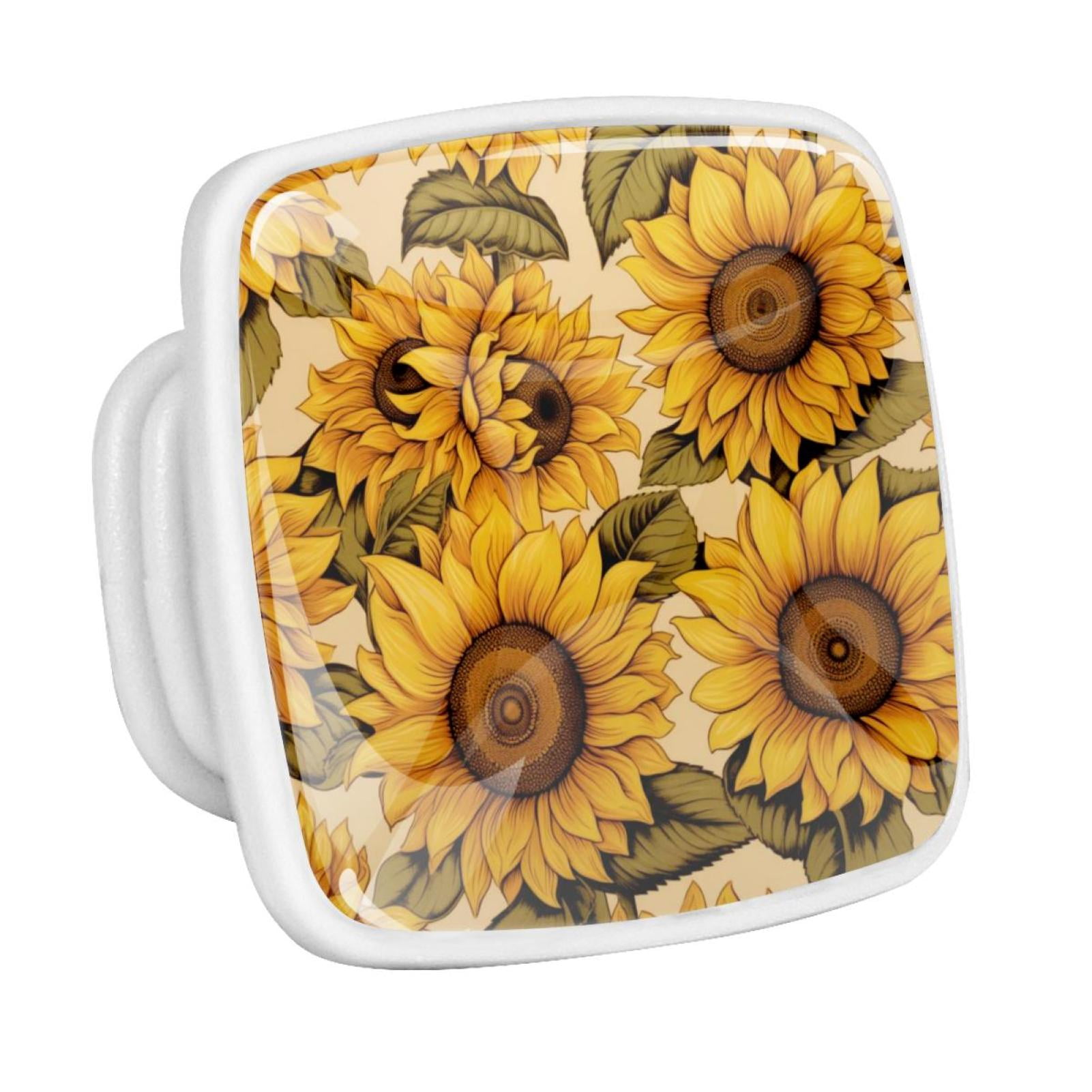 Sunflower Seamless Printing Fluorescent Drawer Pulls with Screws Square ...