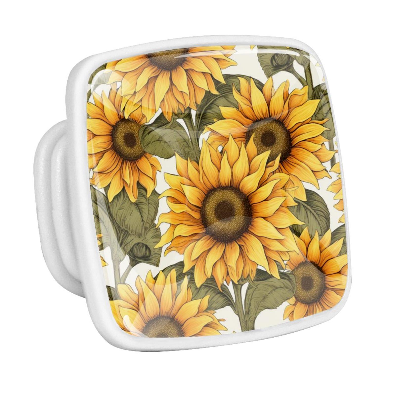 Sunflower Seamless Printing Fluorescent Drawer Pulls with Screws Square ...