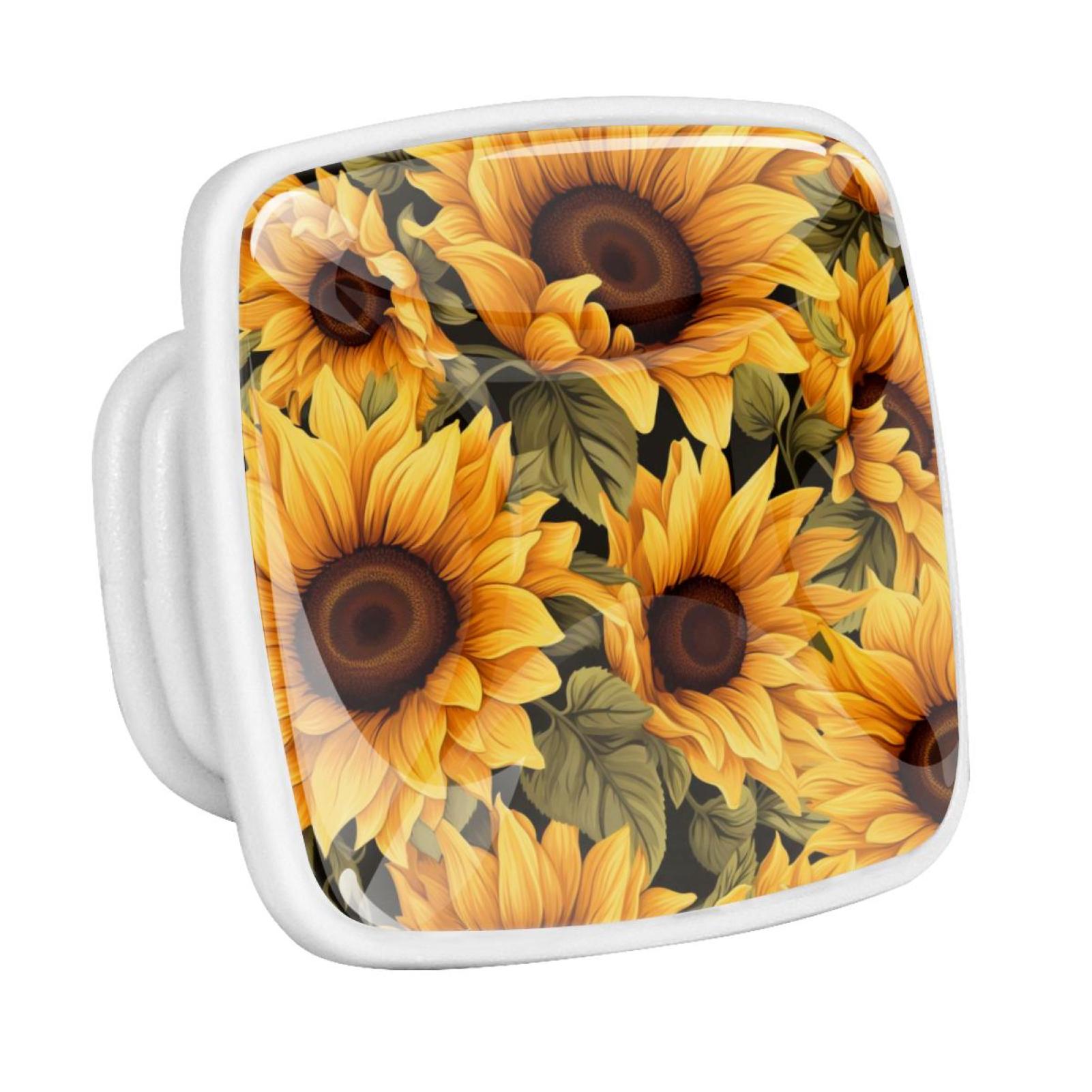 Sunflower Seamless Printing Fluorescent Drawer Pulls with Screws Square ...