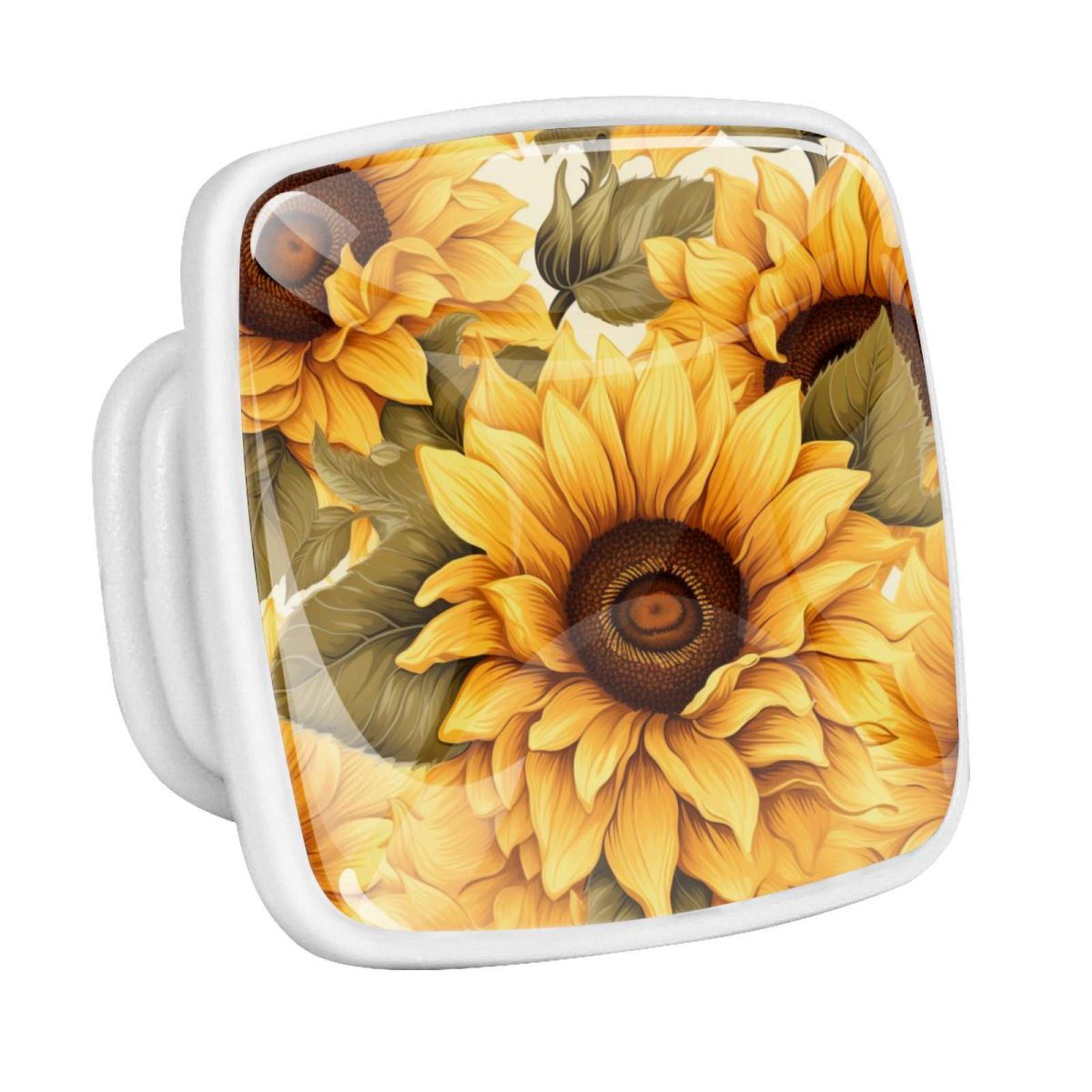 Sunflower Seamless Printing Fluorescent Drawer Pulls with Screws Square ...