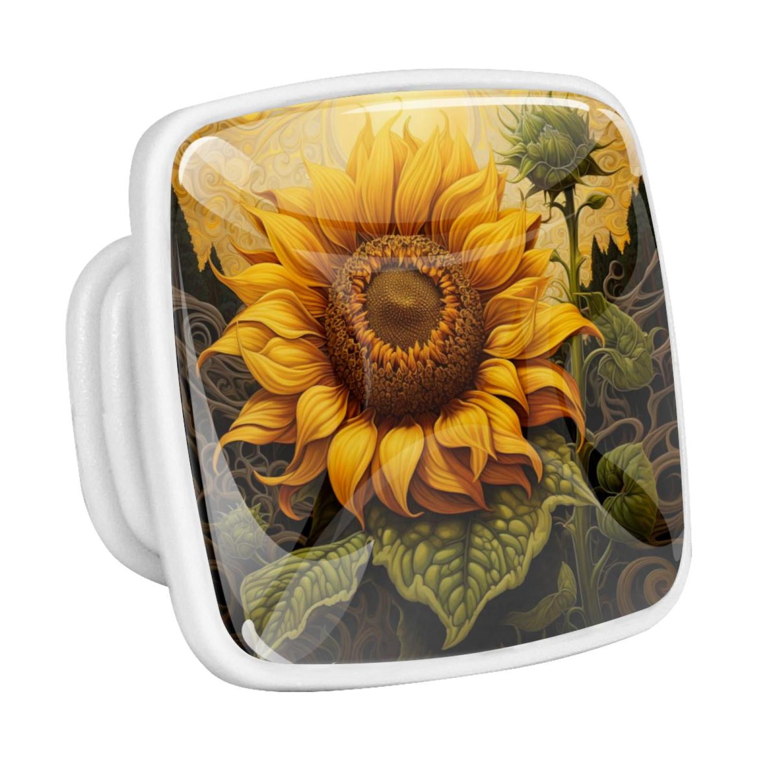 Sunflower Seamless Printing Fluorescent Drawer Pulls with Screws Square ...