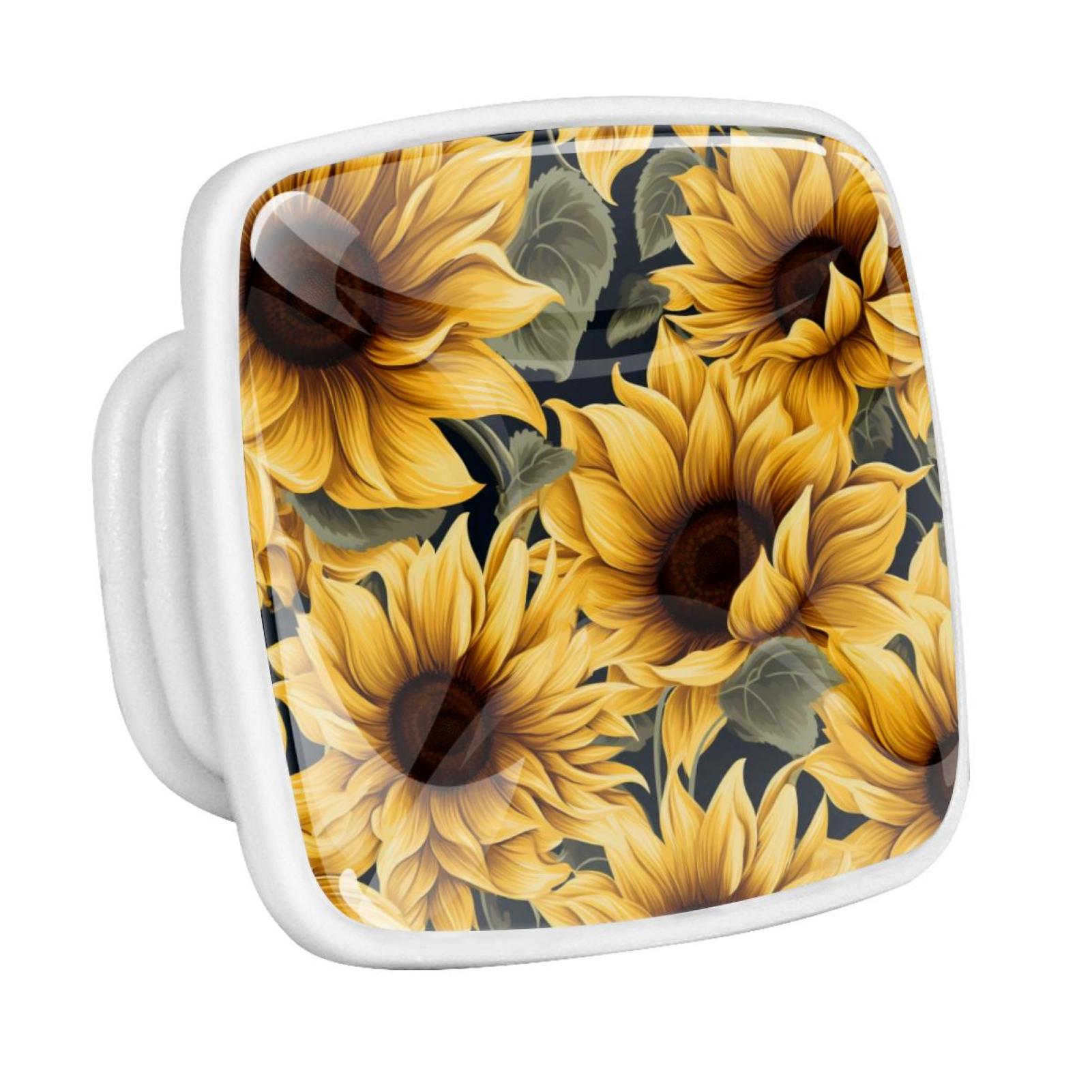 Sunflower Seamless Printing Fluorescent Drawer Pulls with Screws Square ...