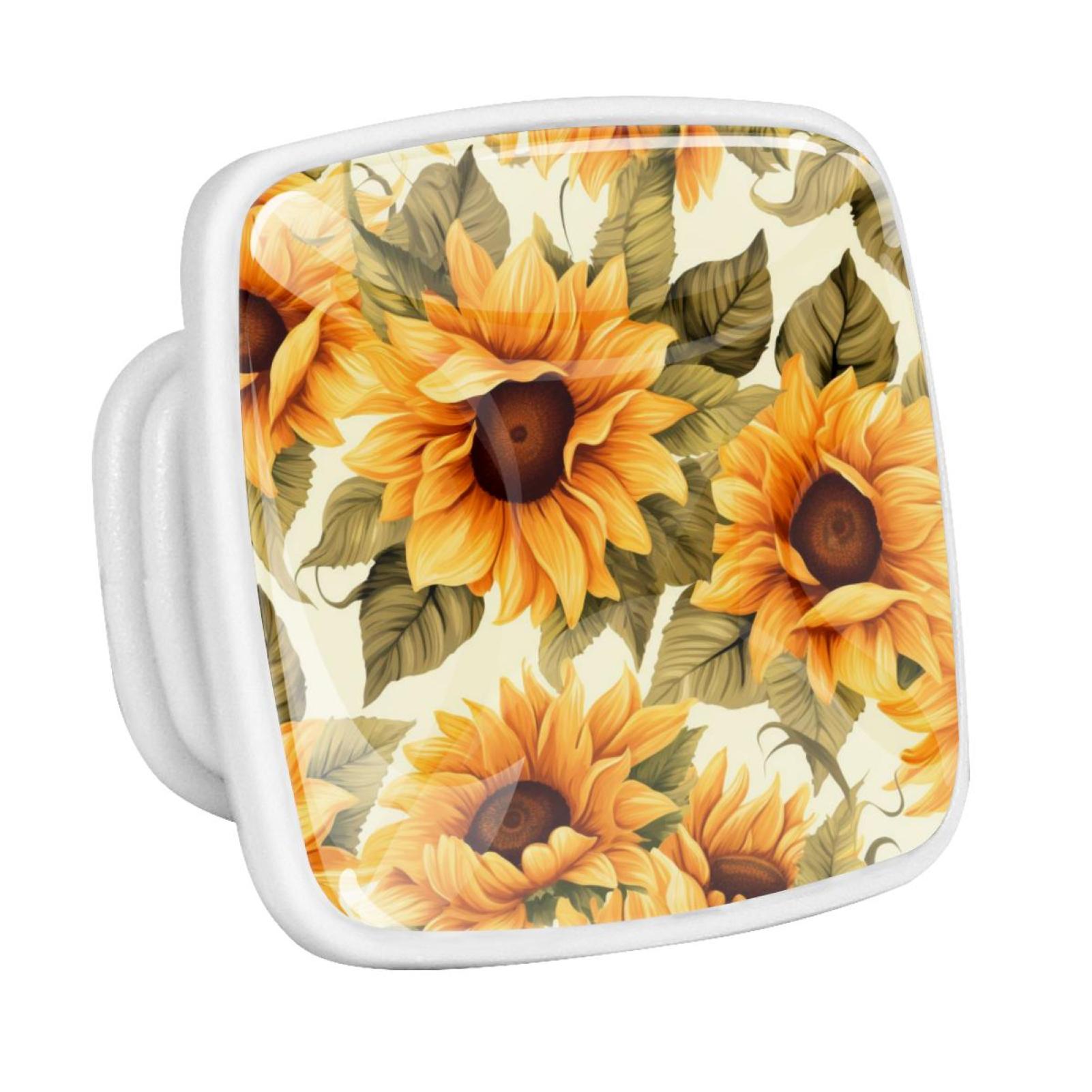 Sunflower Seamless Printing Fluorescent Drawer Pulls with Screws Square ...
