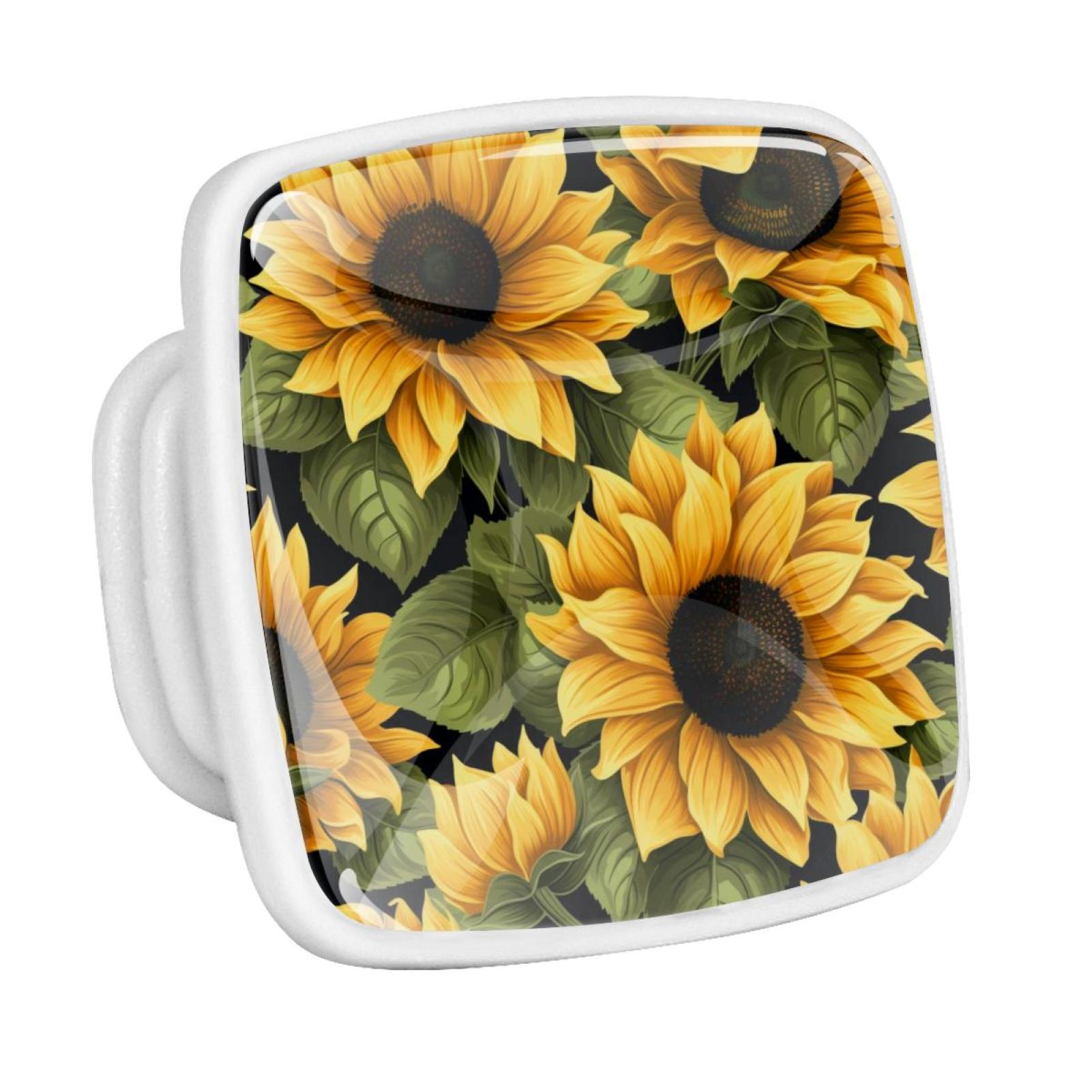 Sunflower Seamless Printing Fluorescent Drawer Pulls with Screws Square ...