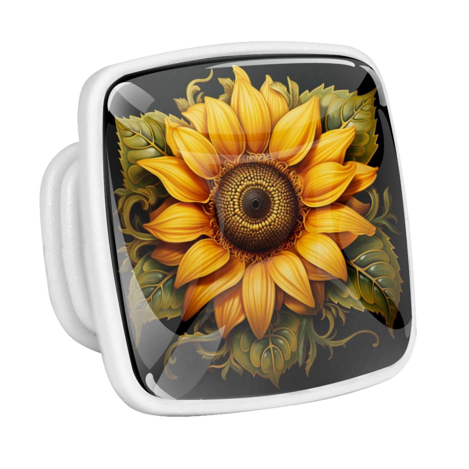 Sunflower Seamless Printing Fluorescent Drawer Pulls with Screws Square ...