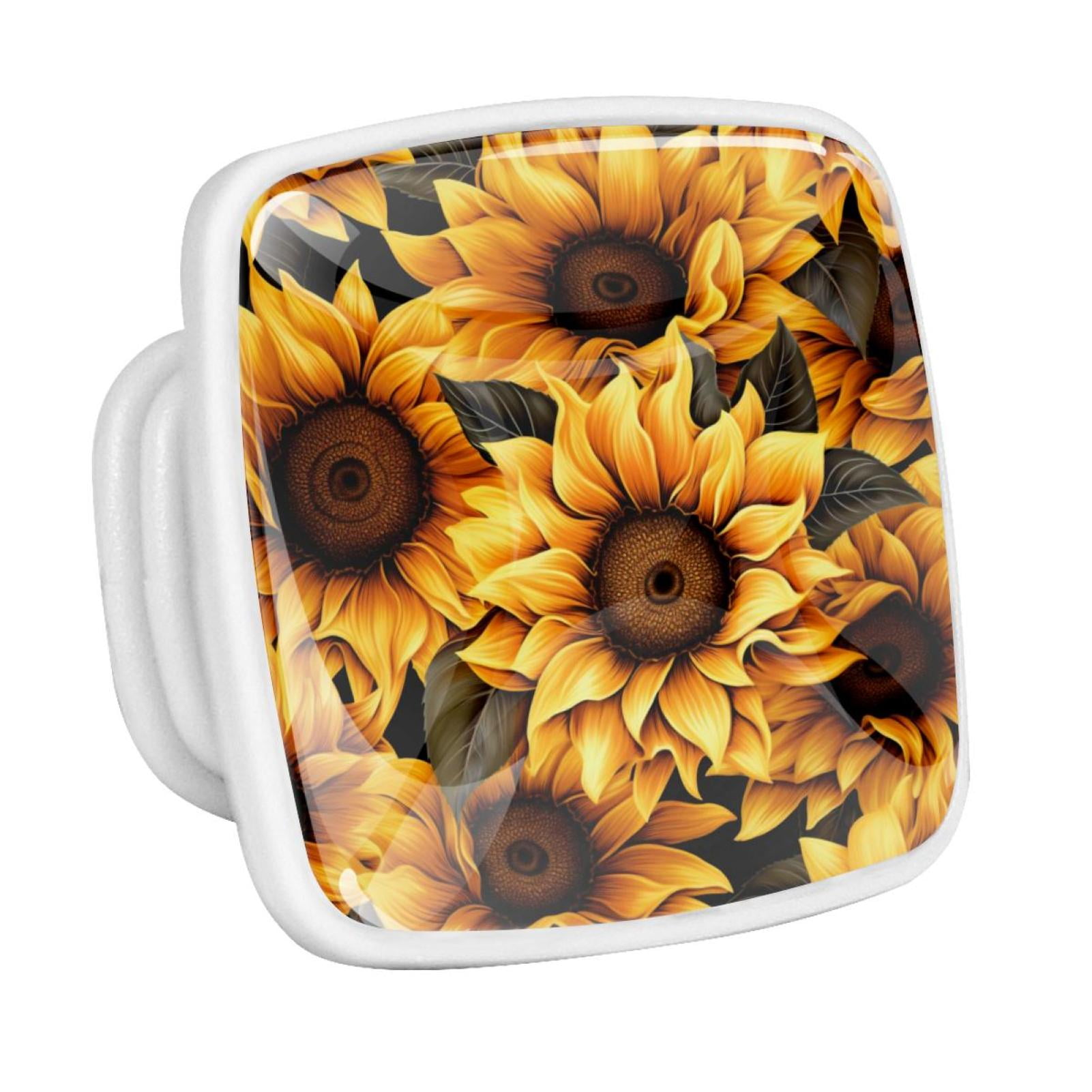 Sunflower Seamless Printing Fluorescent Drawer Pulls with Screws Square ...