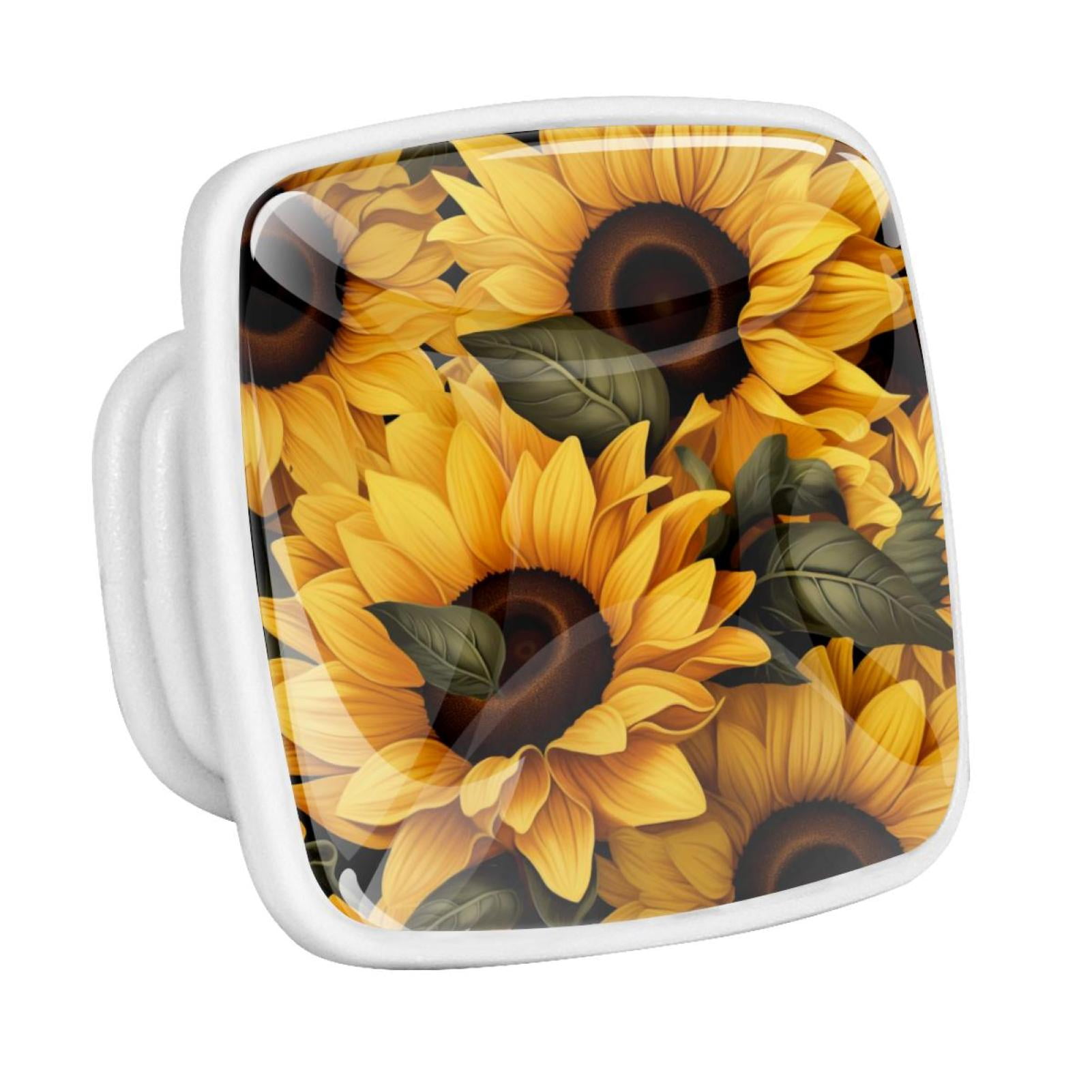 Sunflower Seamless Printing Fluorescent Drawer Pulls with Screws Square ...