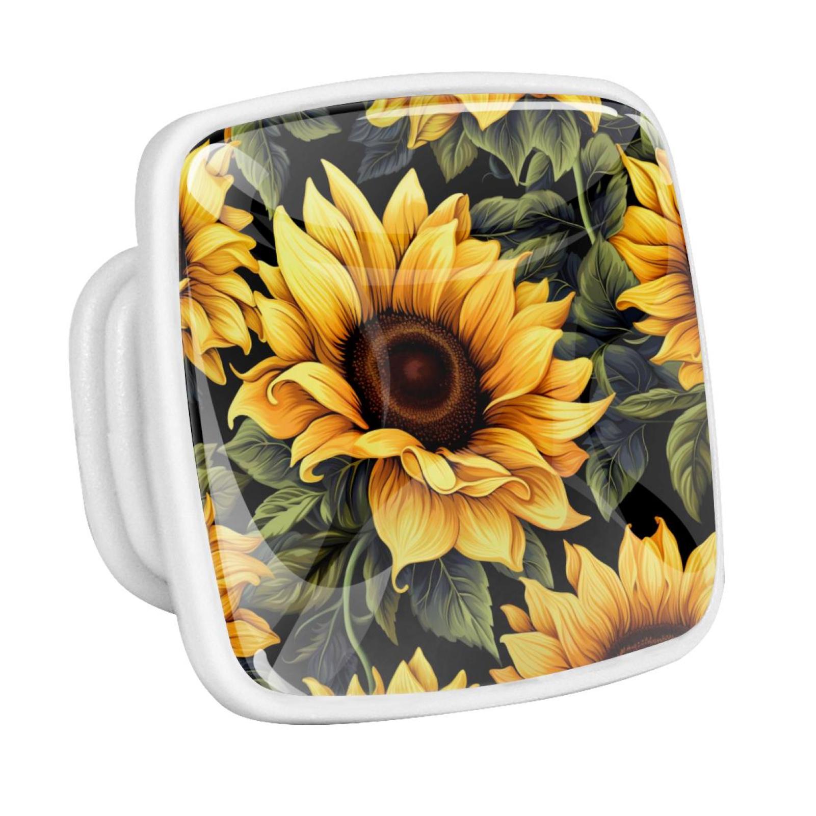 Sunflower Seamless Printing Fluorescent Drawer Pulls with Screws Square ...