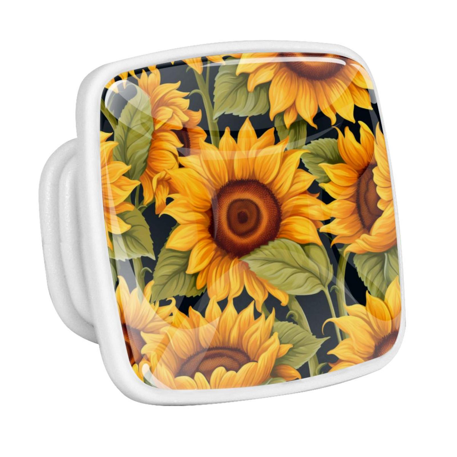 Sunflower Seamless Printing Fluorescent Drawer Pulls with Screws Square ...
