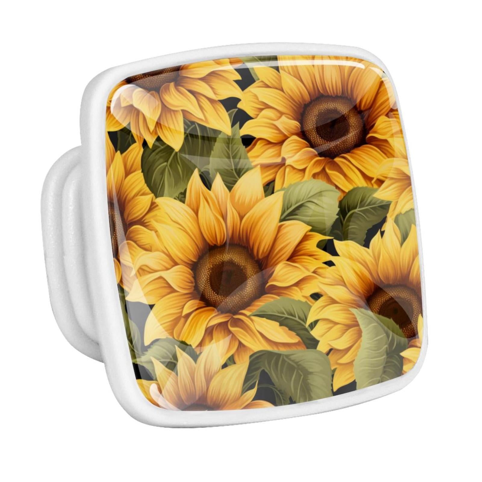 Sunflower Seamless Printing Fluorescent Drawer Pulls with Screws Square ...