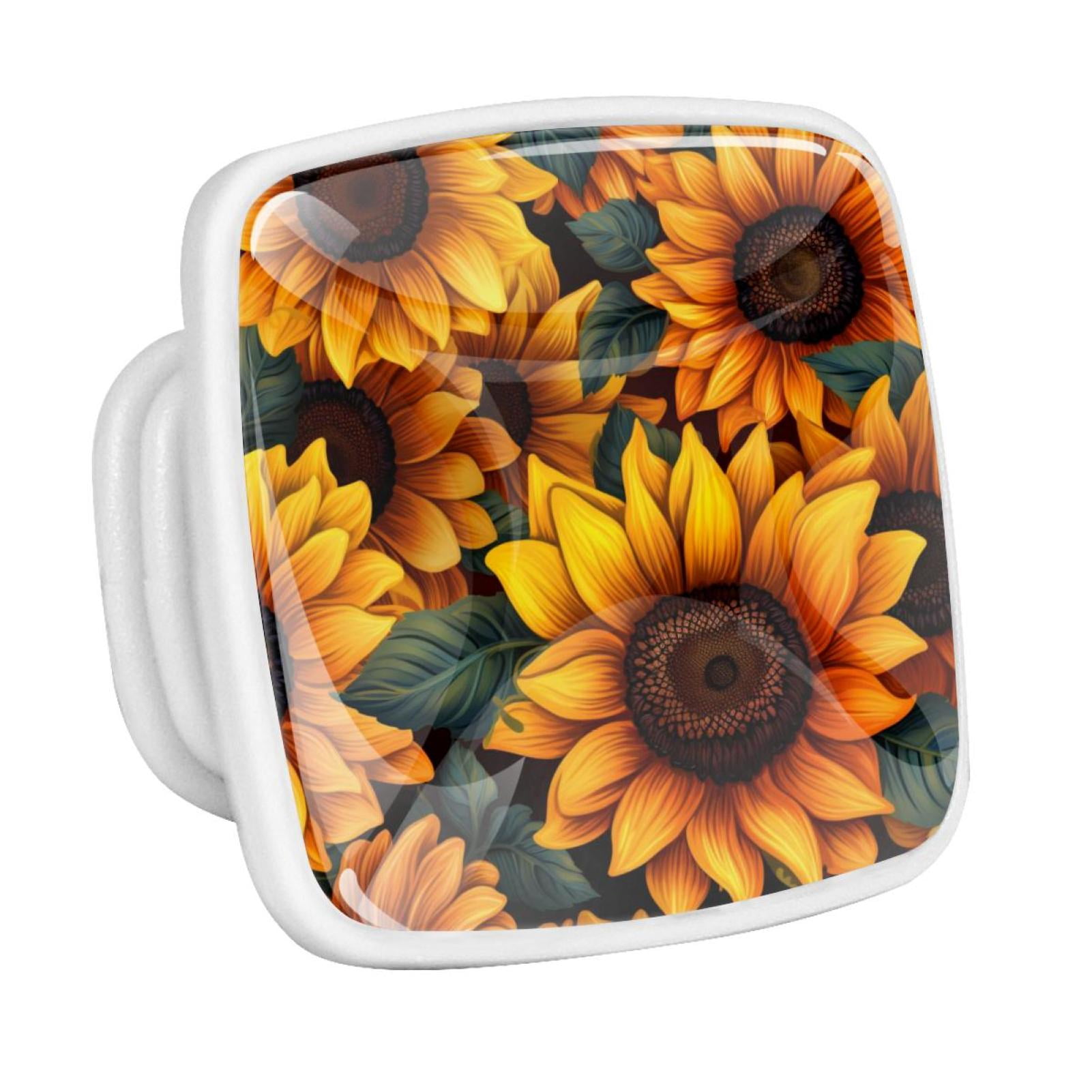 Sunflower Seamless Printing Fluorescent Drawer Pulls with Screws Square ...