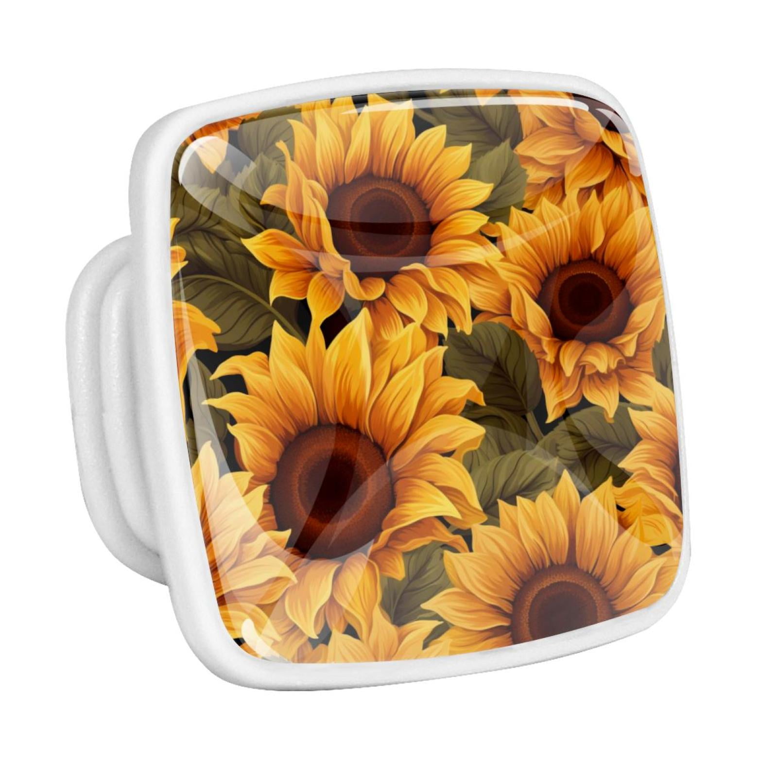 Sunflower Seamless Printing Fluorescent Drawer Pulls with Screws Square ...