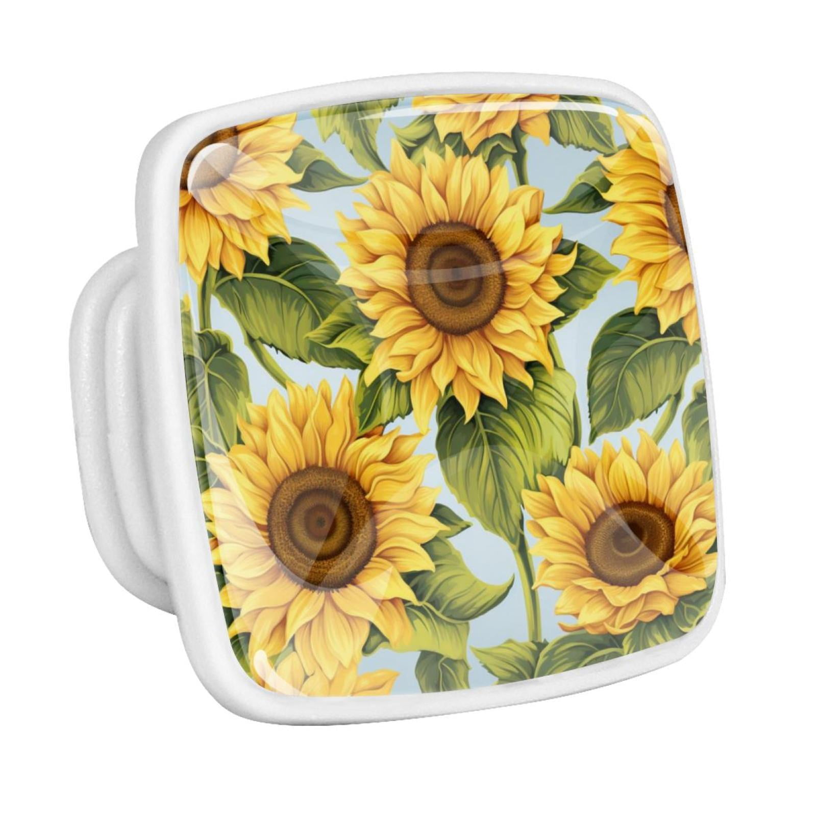 Sunflower Seamless Printing Fluorescent Drawer Pulls with Screws Square ...