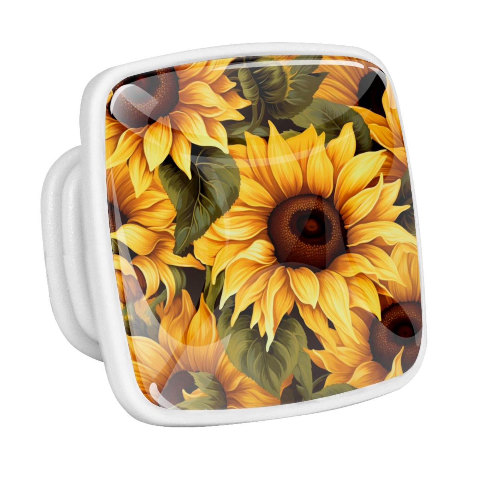 Sunflower Seamless Printing Fluorescent Drawer Pulls with Screws Square ...