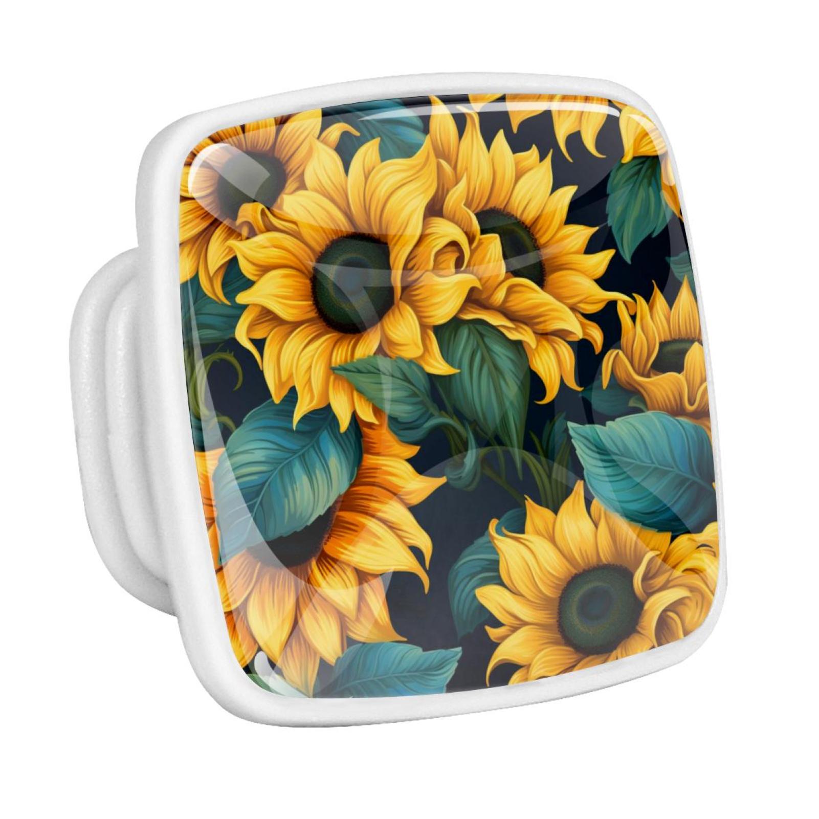 Sunflower Seamless Printing Fluorescent Drawer Pulls with Screws Square ...