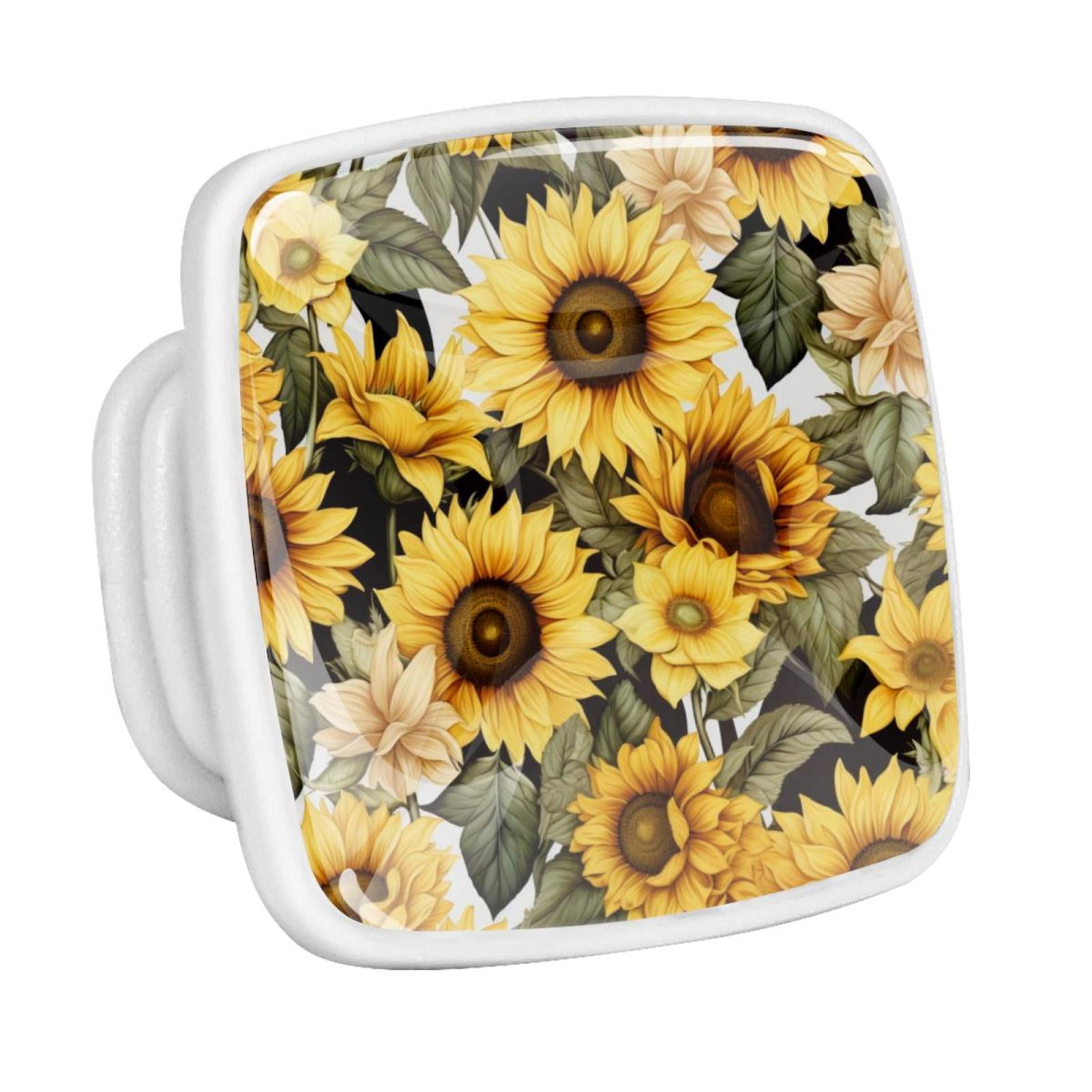 Sunflower Seamless Printing Fluorescent Drawer Pulls with Screws Square ...