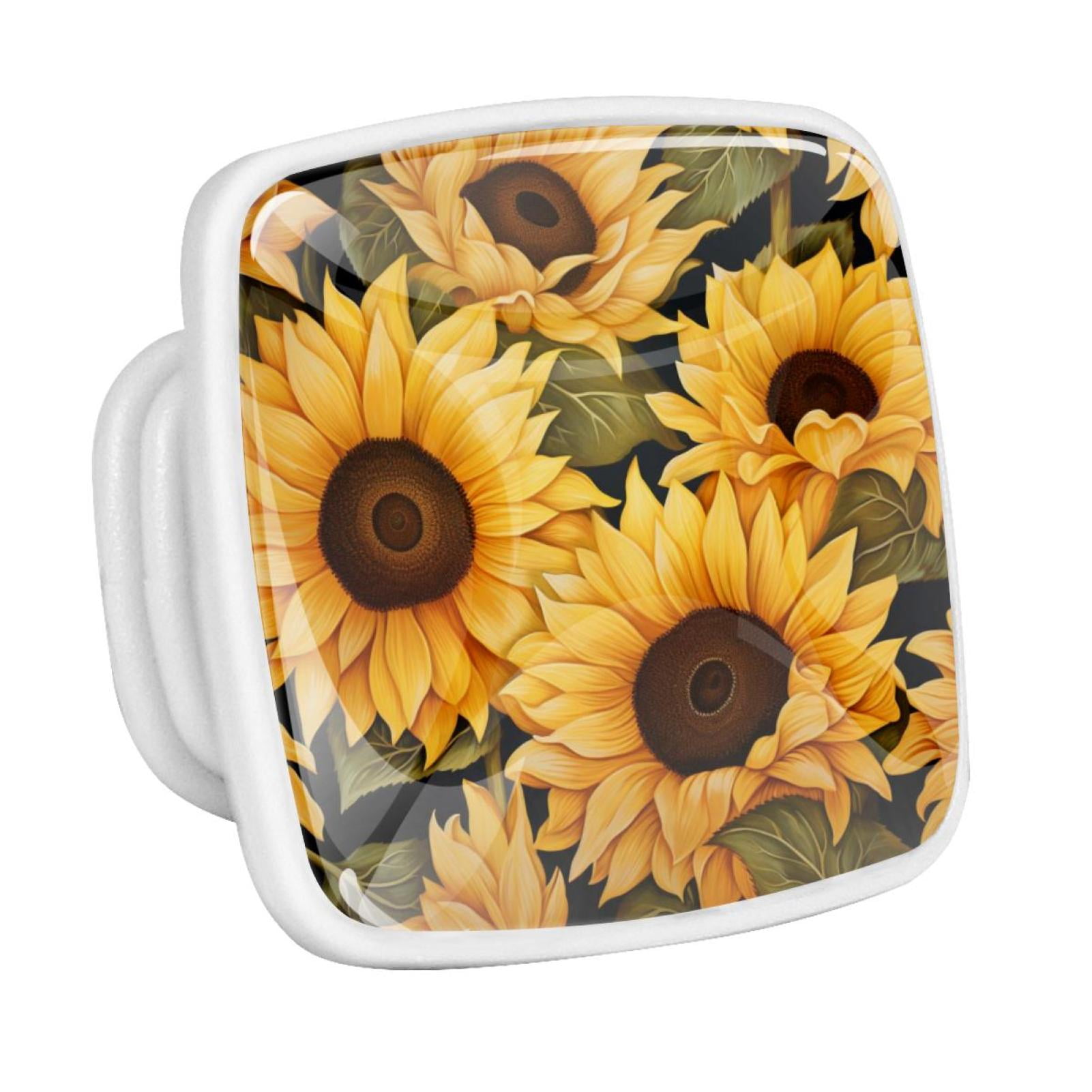 Sunflower Seamless Printing Fluorescent Drawer Pulls with Screws Square ...