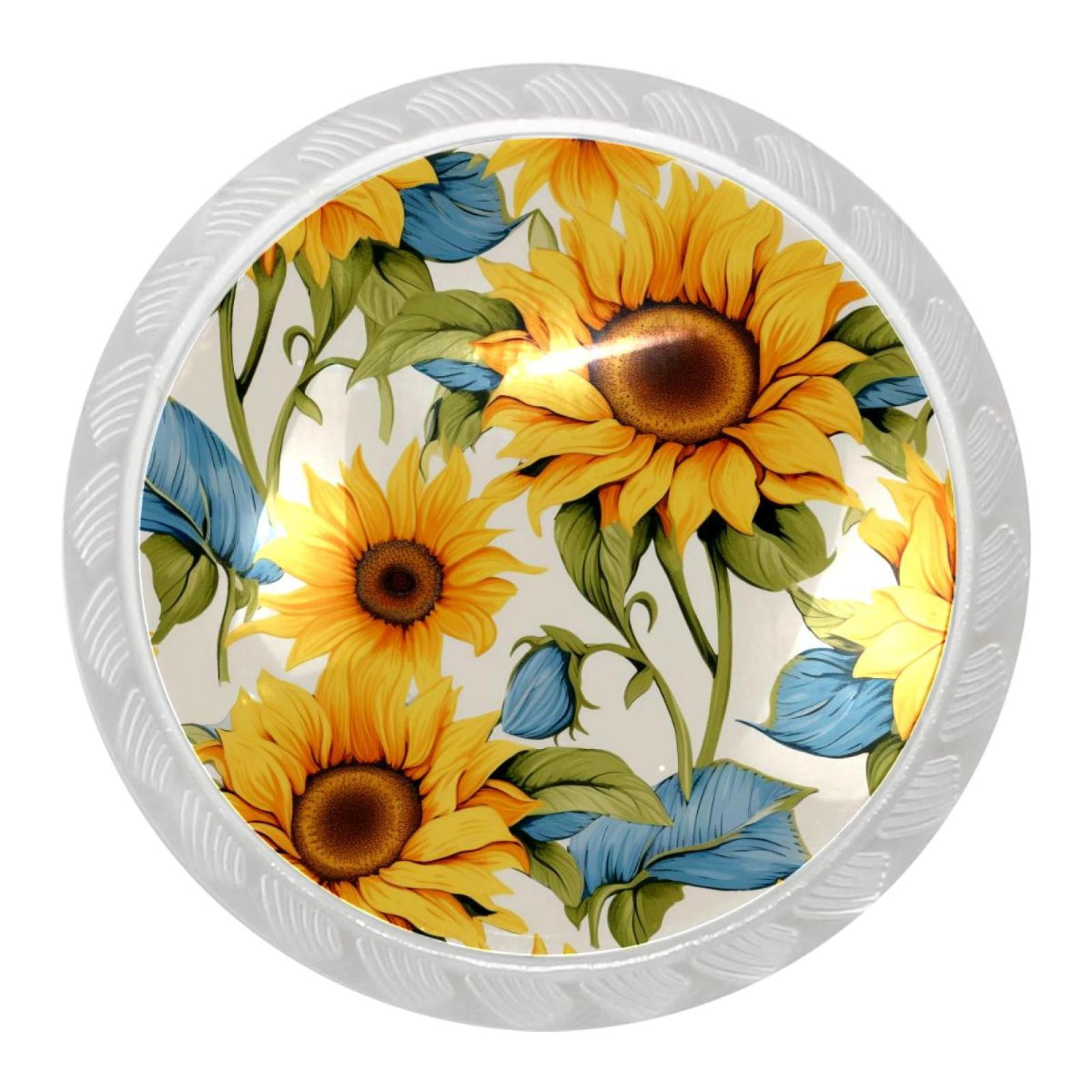 Sunflower Seamless Printing Pattern 4 PCS Cabinet Knob Drawer Knob ...