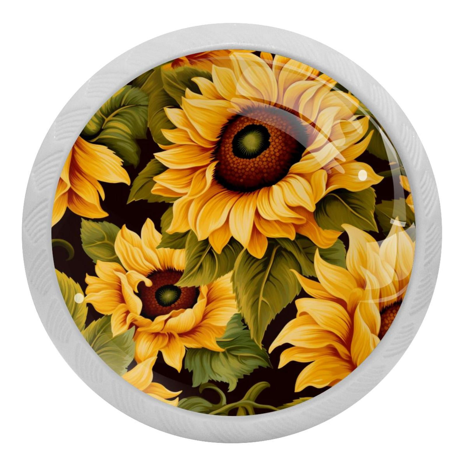 Sunflower Seamless Printing Pattern 4PCS Cabinet Knobs Pulls ...