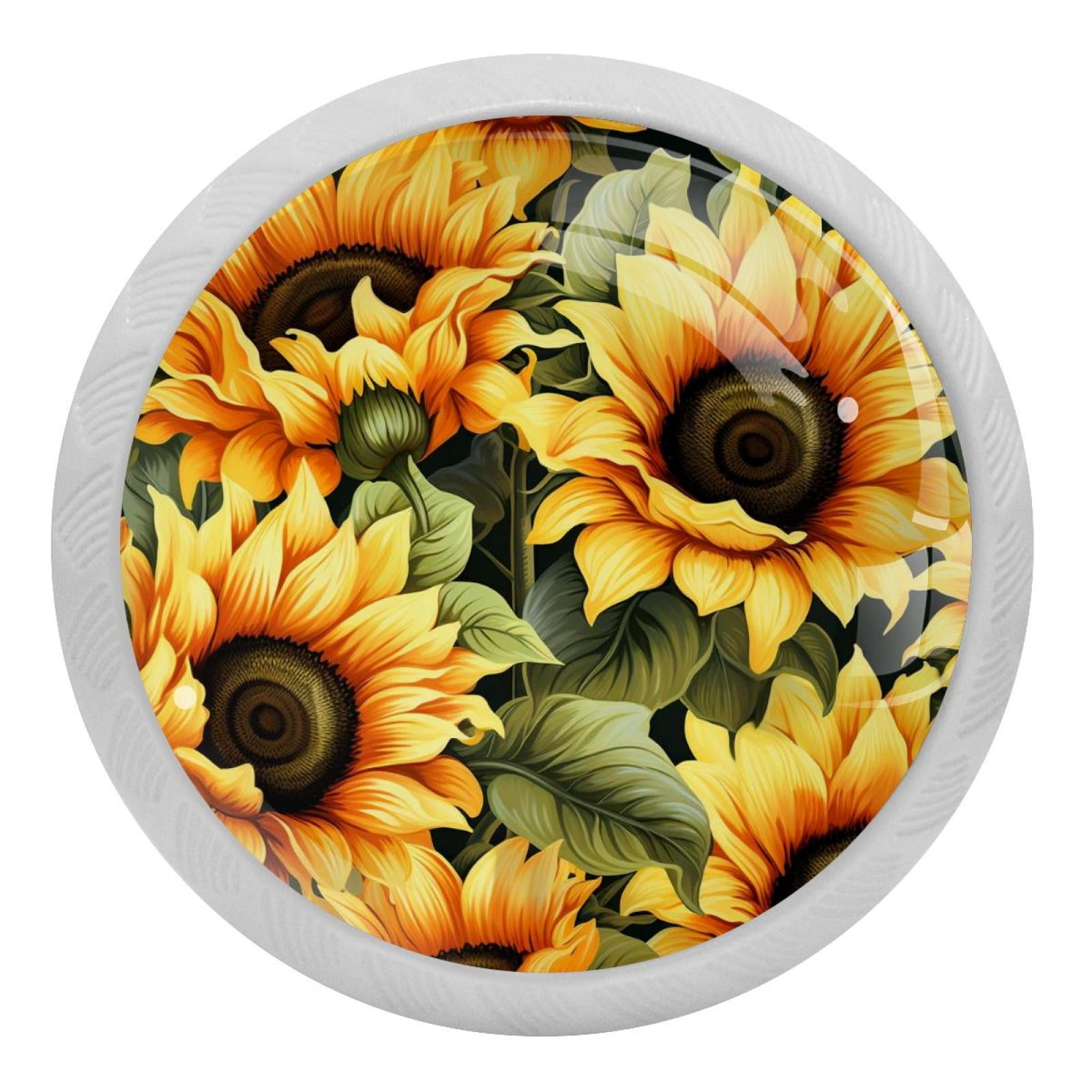 Sunflower Seamless Printing Pattern 4PCS Cabinet Knobs Pulls ...
