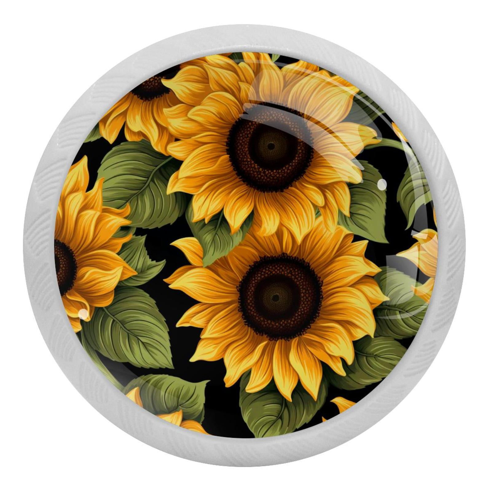 Sunflower Seamless Printing Pattern 4PCS Cabinet Knobs Pulls ...