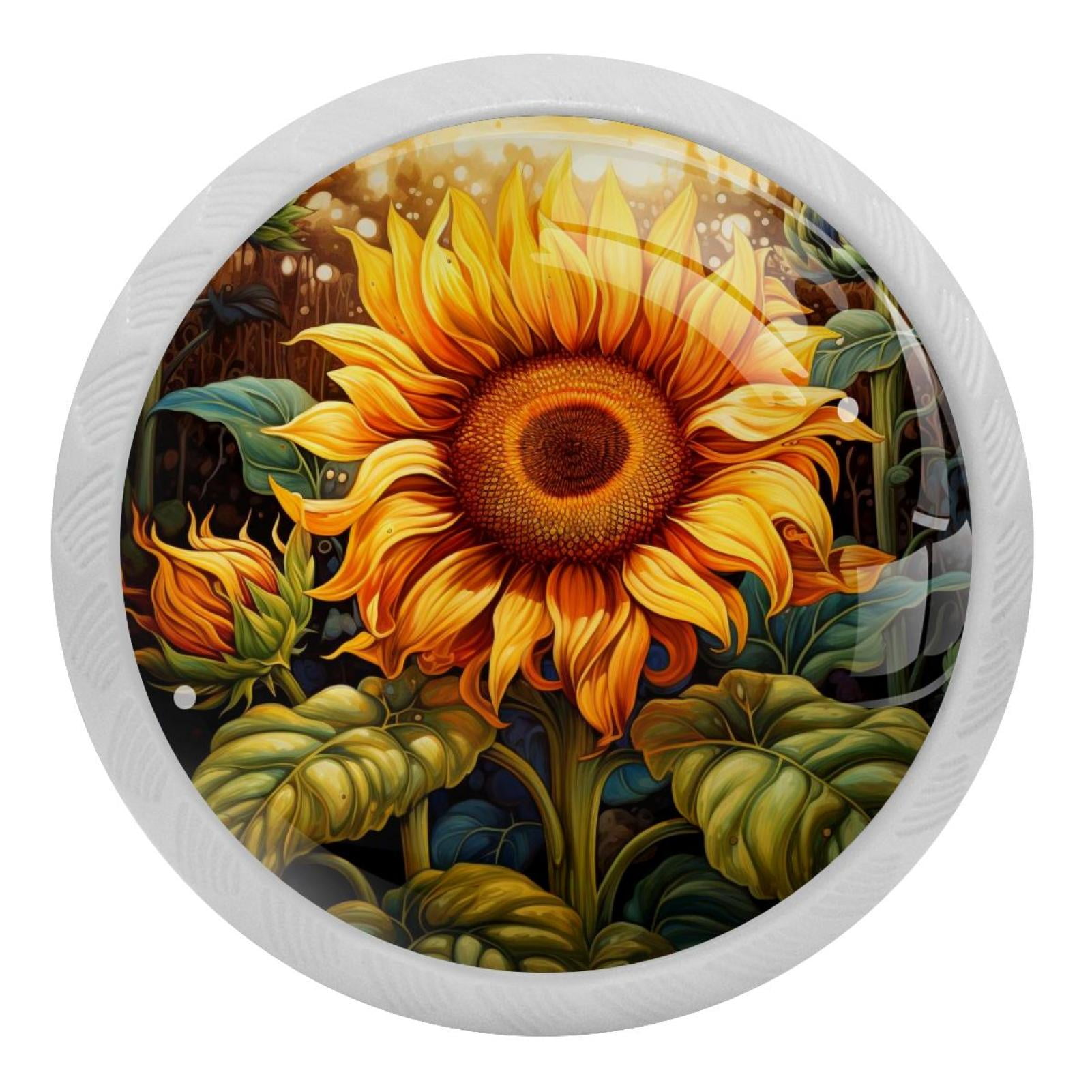 Sunflower Seamless Printing Pattern 4PCS Cabinet Knobs Pulls ...