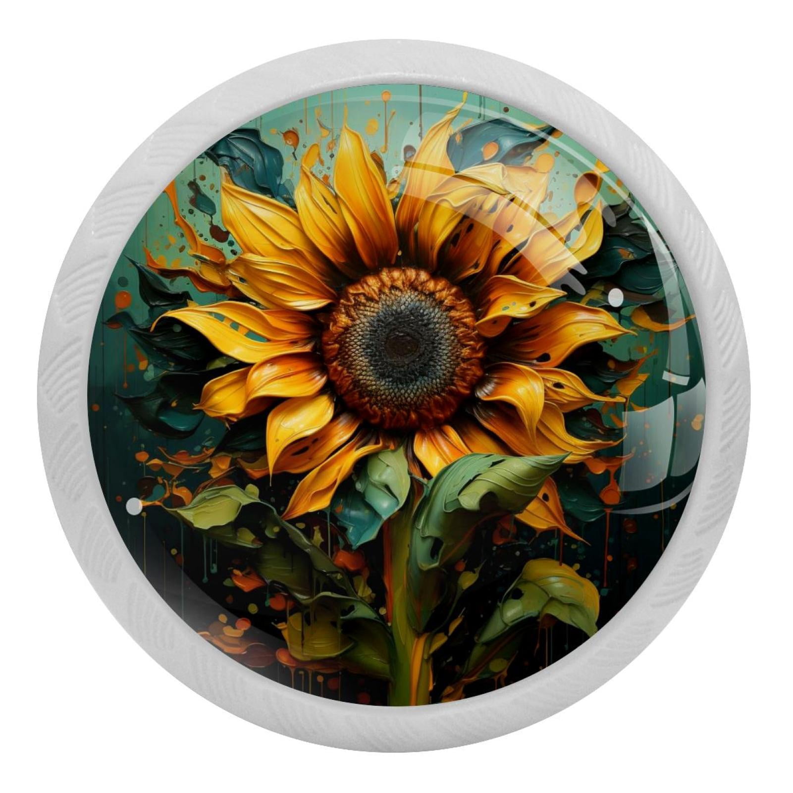 Sunflower Seamless Printing Pattern 4PCS Cabinet Knobs Pulls ...