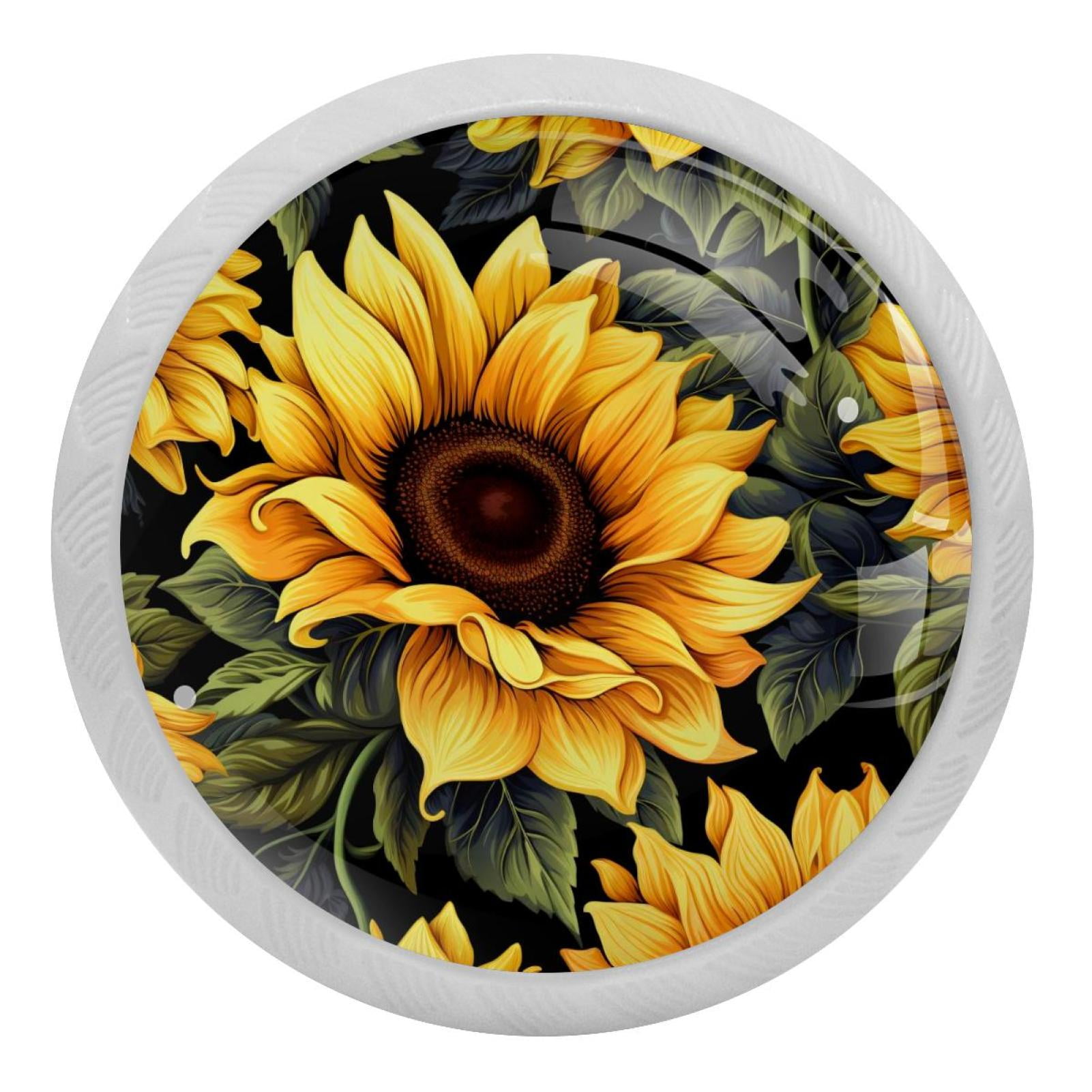 Sunflower Seamless Printing Pattern 4PCS Cabinet Knobs Pulls ...