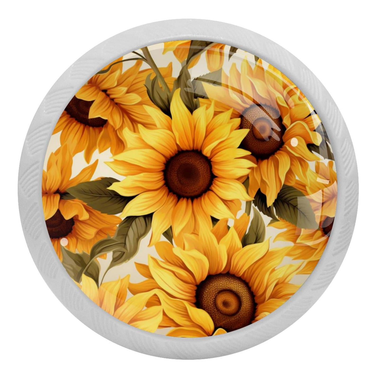 Sunflower Seamless Printing Pattern 4PCS Cabinet Knobs Pulls ...