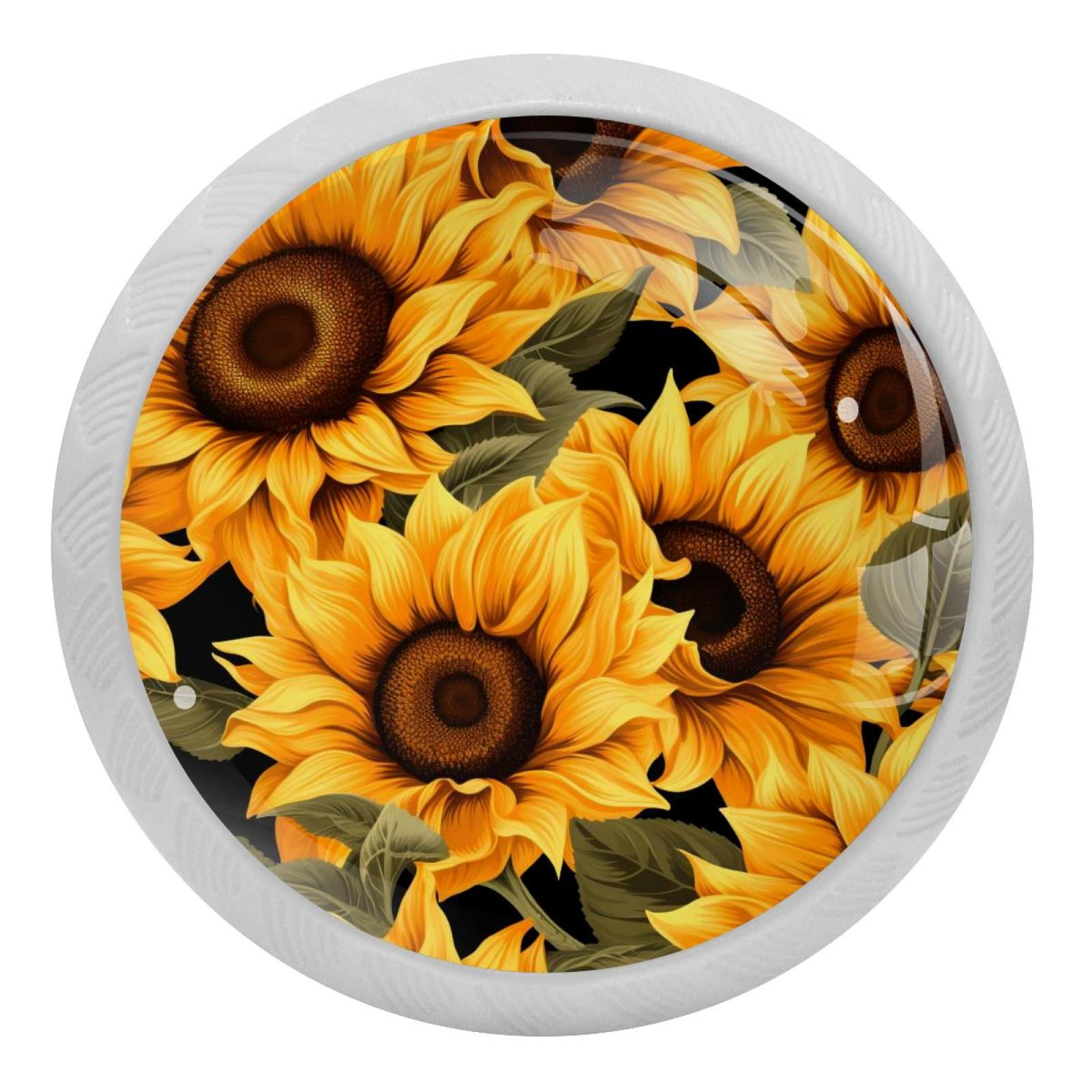 Sunflower Seamless Printing Pattern 4PCS Cabinet Knobs Pulls ...