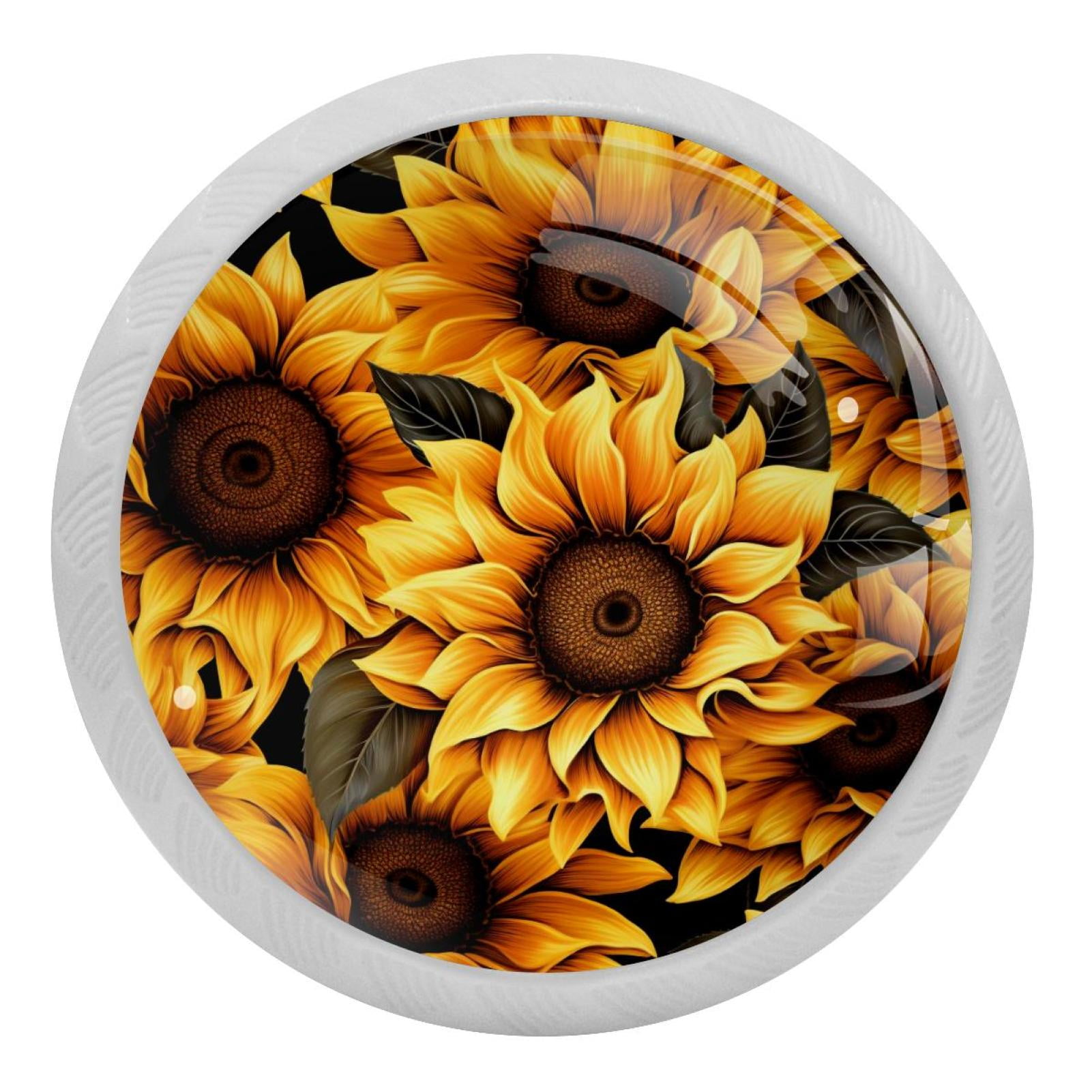 Sunflower Seamless Printing Pattern 4PCS Cabinet Knobs Pulls ...