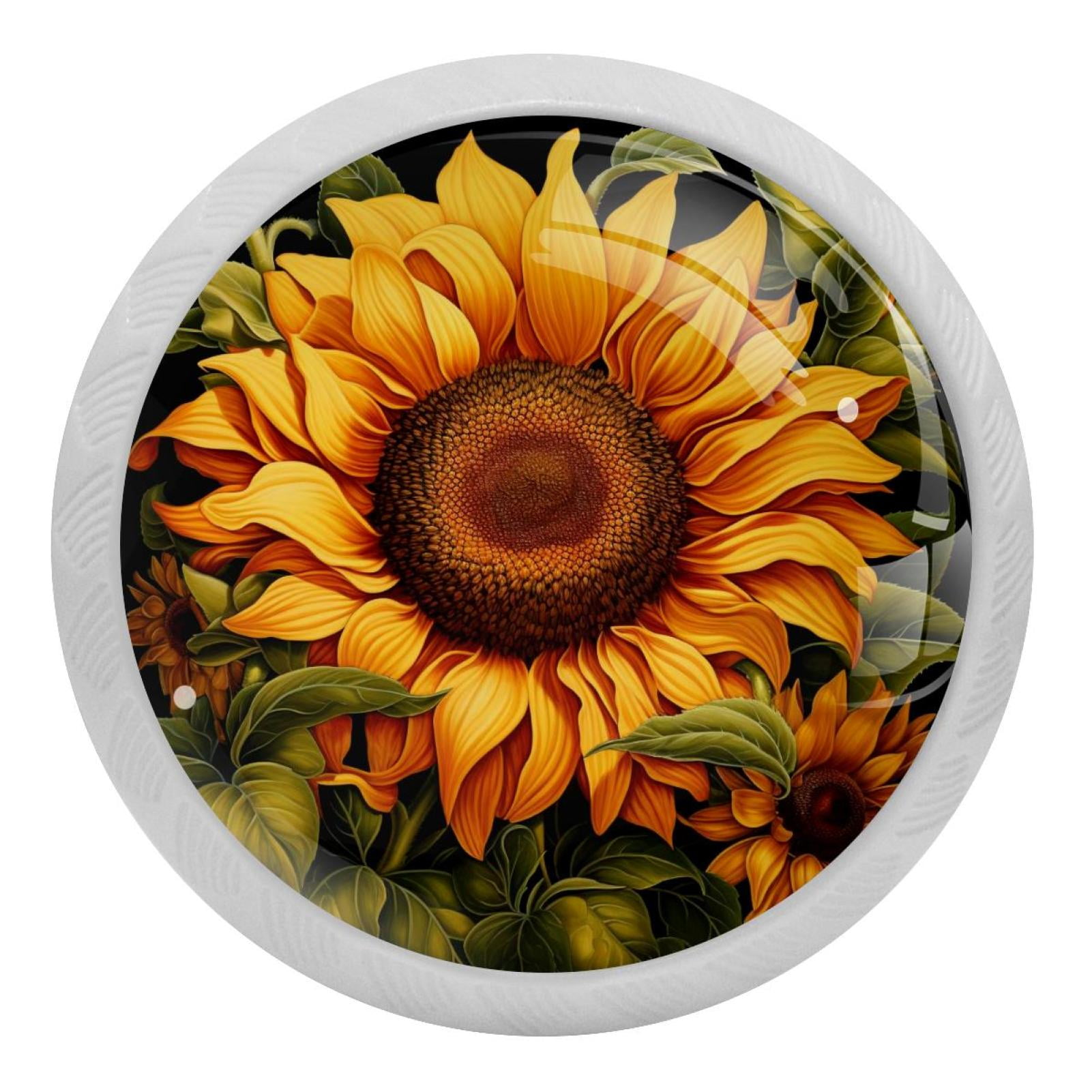 Sunflower Seamless Printing Pattern 4PCS Cabinet Knobs Pulls ...